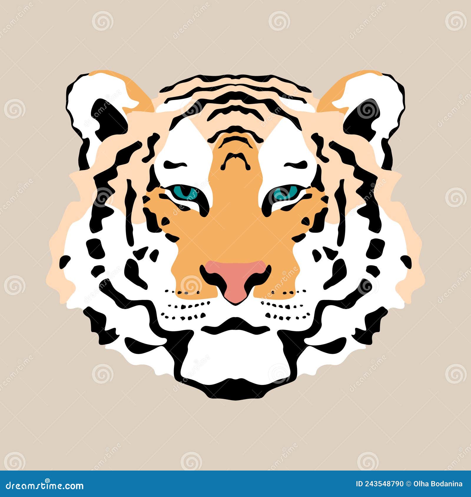 Minimalistic Tiger Head Silhouette: Stenciled Iconography Art Stock ...