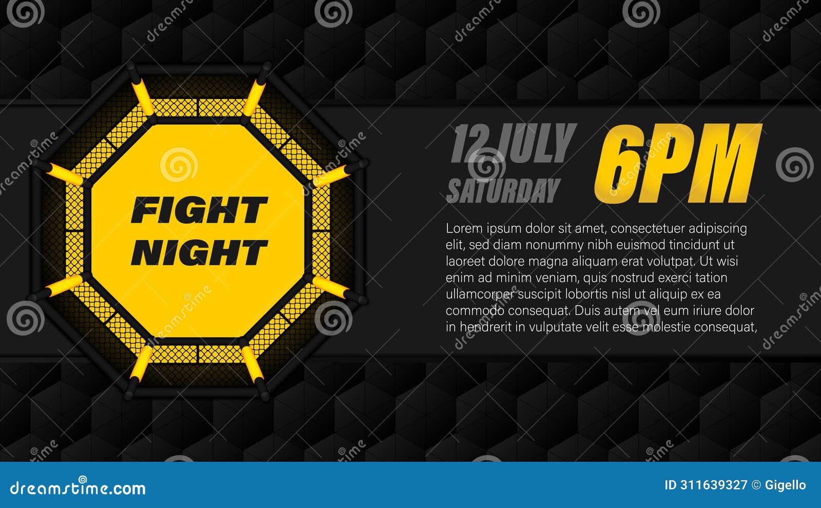 Vector Illustration of MMA Cage.Mixed Martial Arts Octagon Cage, Top ...