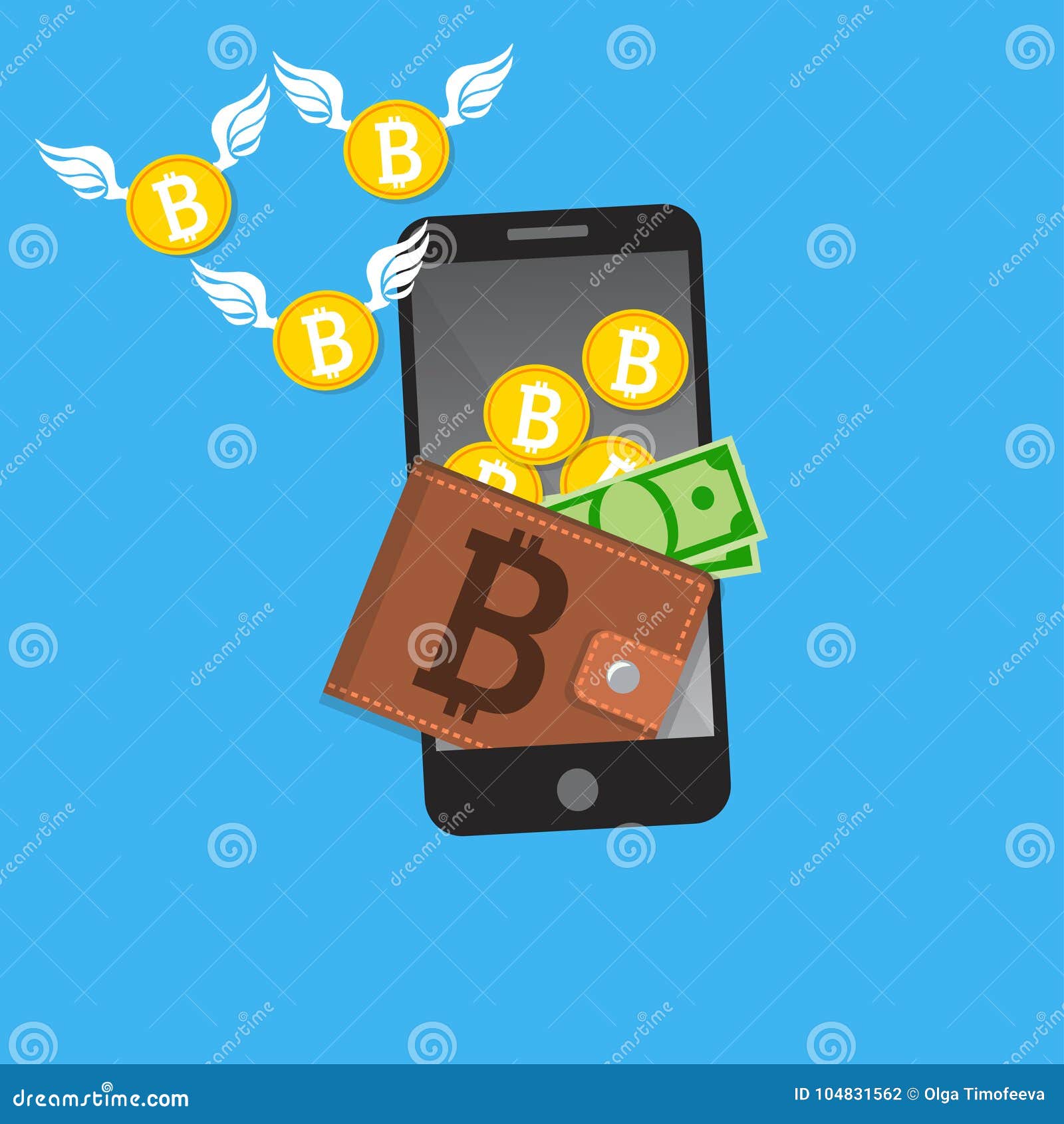 Vector Digital Bitcoin Mobile Wallet Stock Vector - Illustration of ...