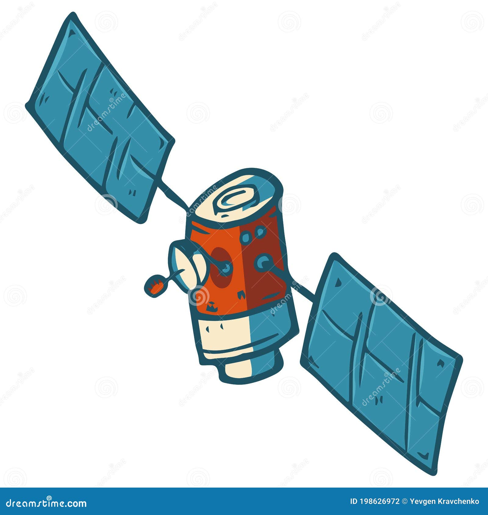 Space Satellite. Vector Illustration of a Mobile Satellite. Hand Drawn ...