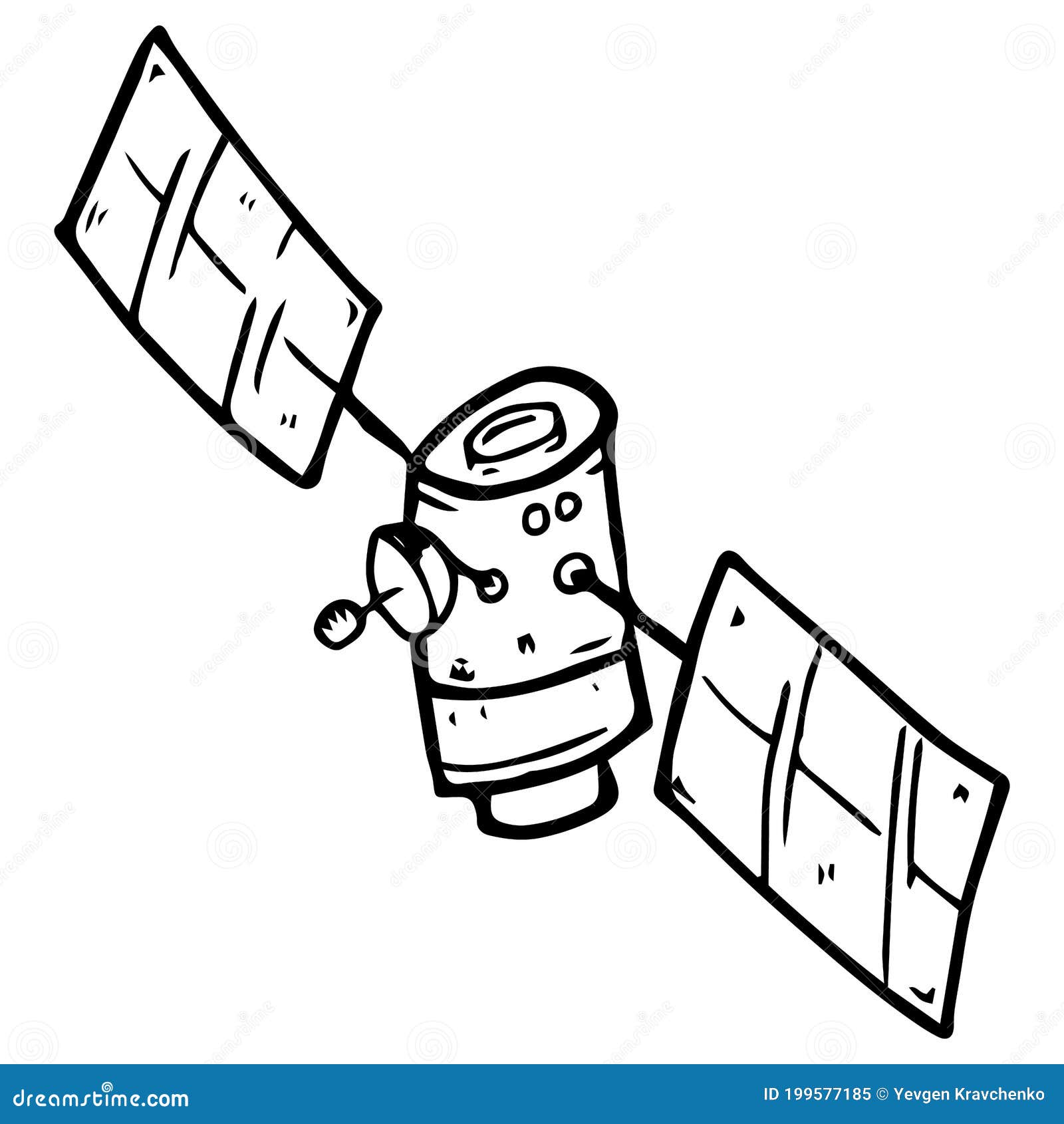 Space Satellite. Vector Illustration of a Mobile Satellite. Hand Drawn ...