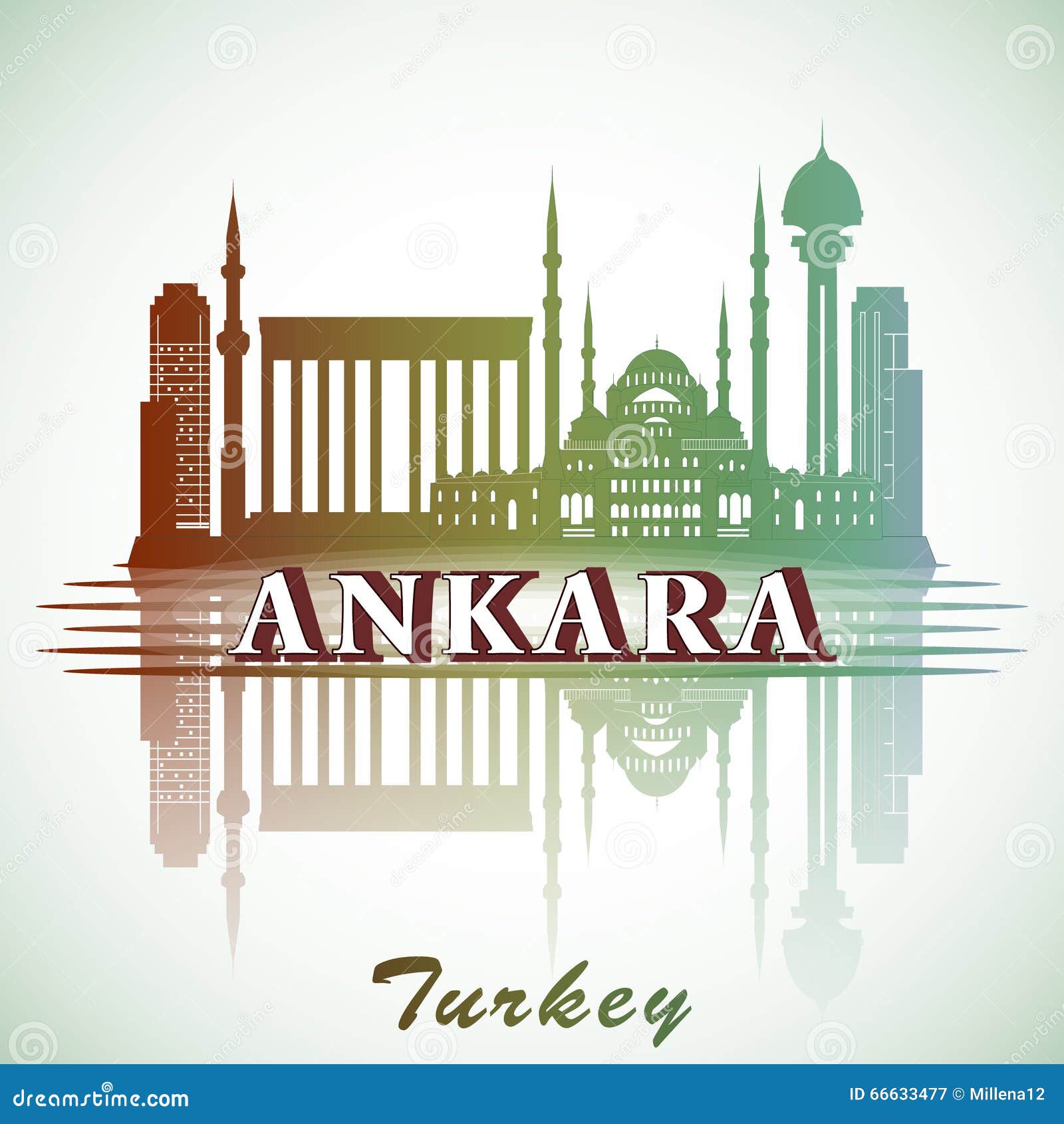 Ankara City Skyline Silhouette On Blue Background Vector Illustration ...