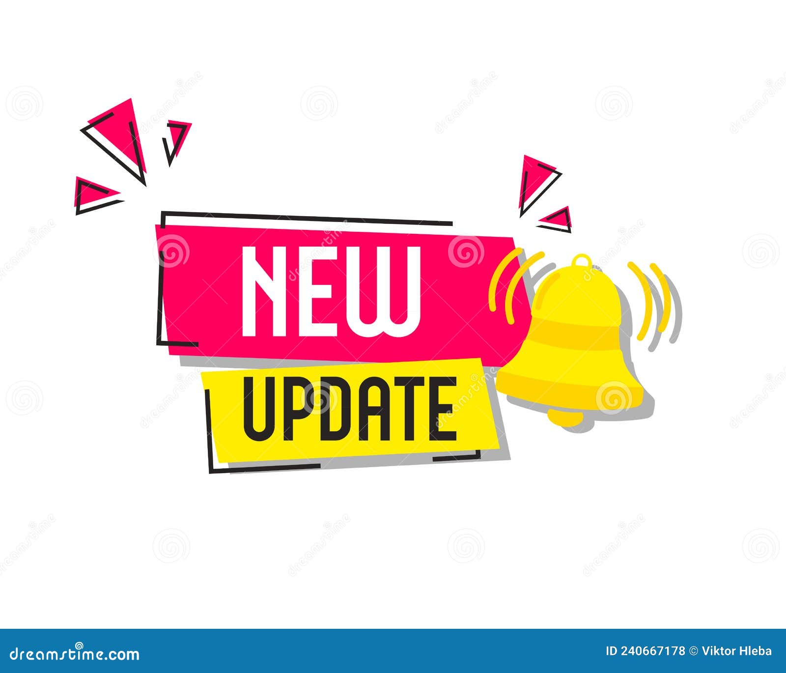Vector Illustration Modern Label New Update with Bell. Web Banner ...