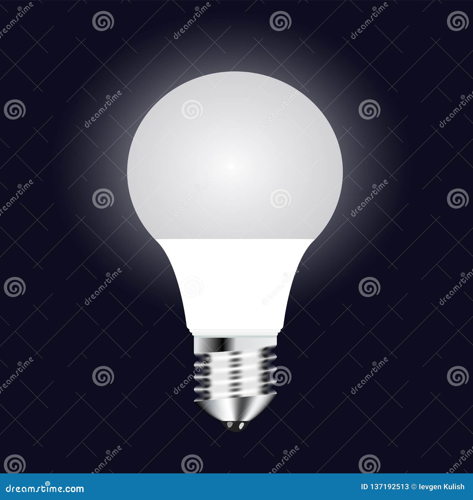 Vector Drawing LED Lamps White with Glow on a Dark Background Stock ...