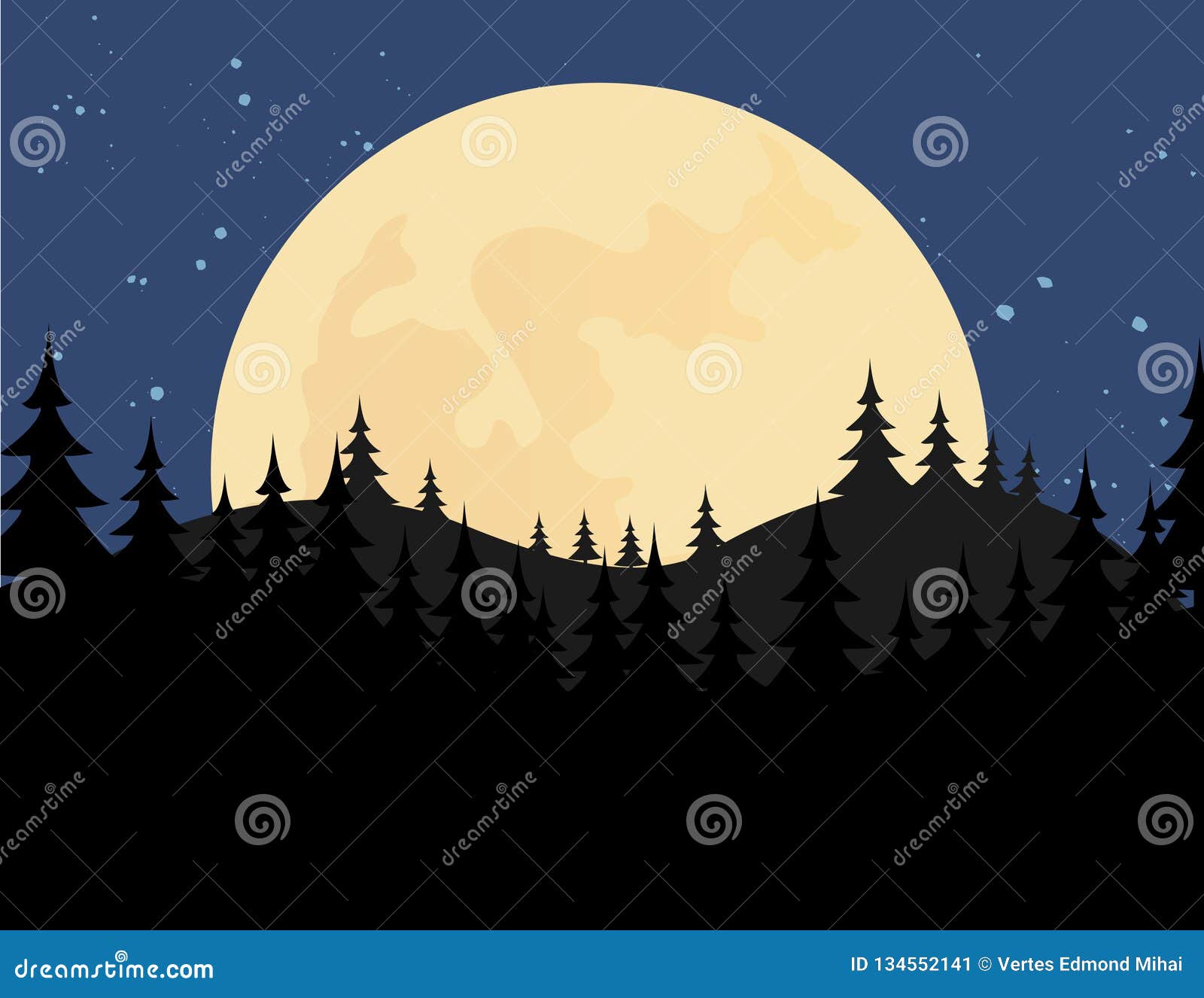 Illustration of a Modern Nature with the Moon Stock Vector ...