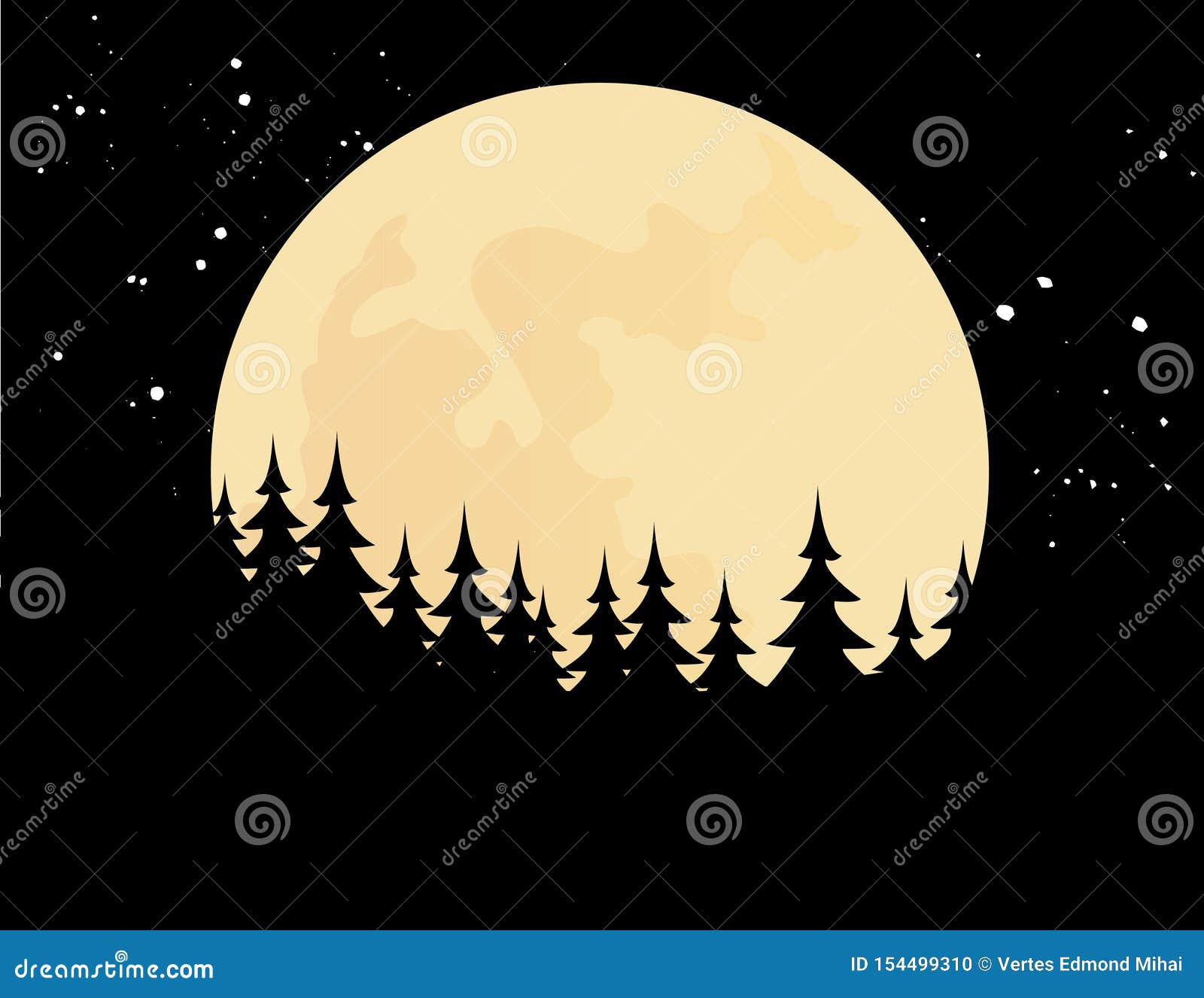 Illustration of a Modern Nature with the Moon Stock Vector ...