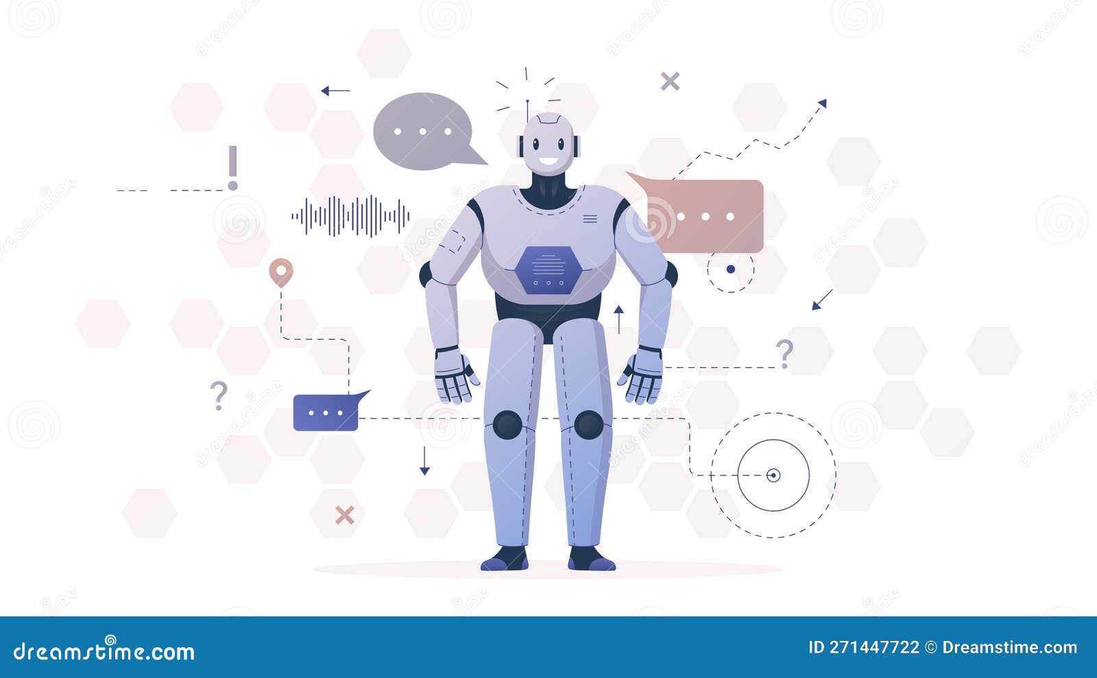 Vector Illustration of a Modern Robot that Smiles. the Ability of a ...