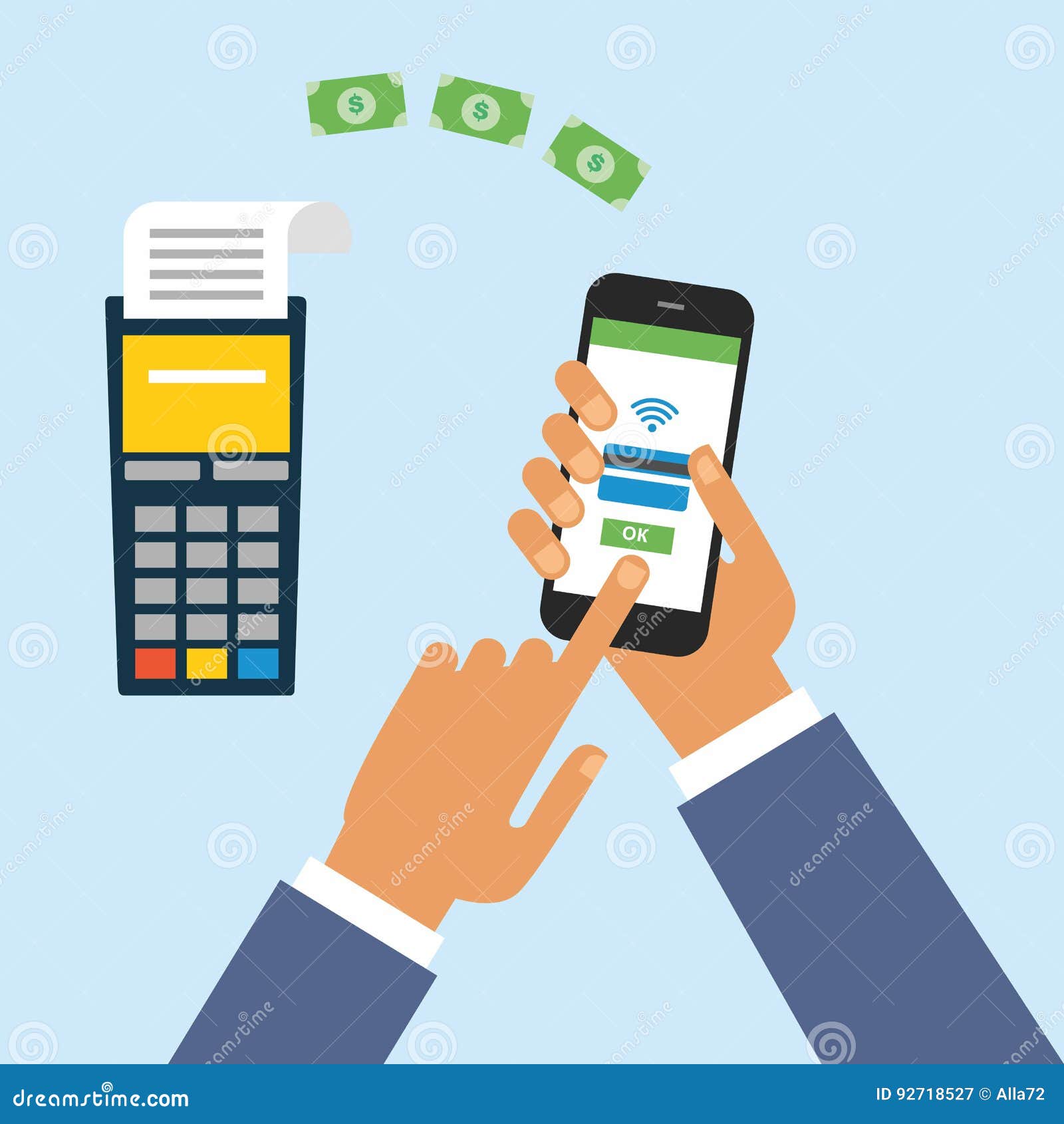 Processing Of Mobile Payments Cartoon Vector | CartoonDealer.com #75741665