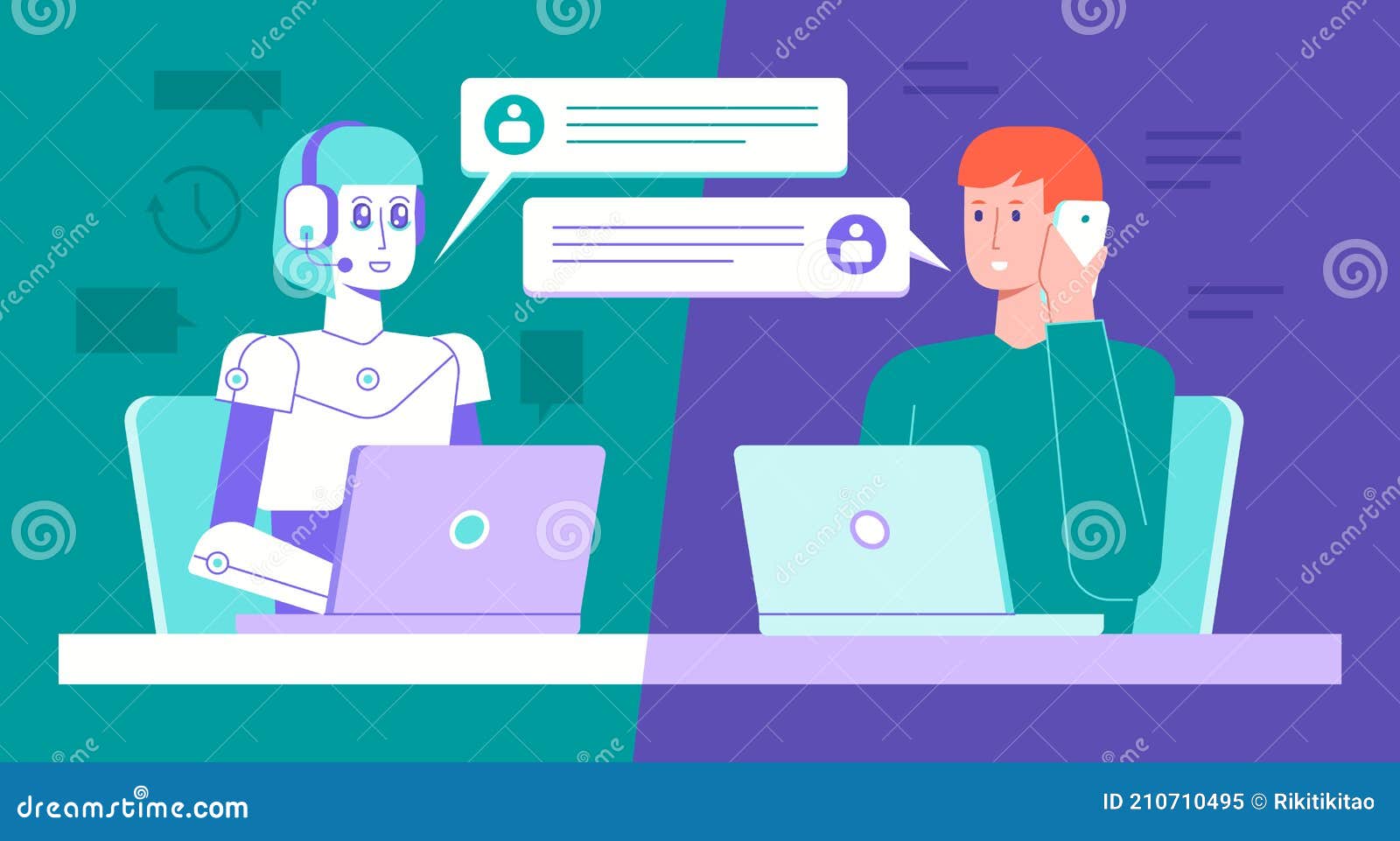 Vector Illustration of a Modern Voicebot, Artificial Intelligence Stock ...