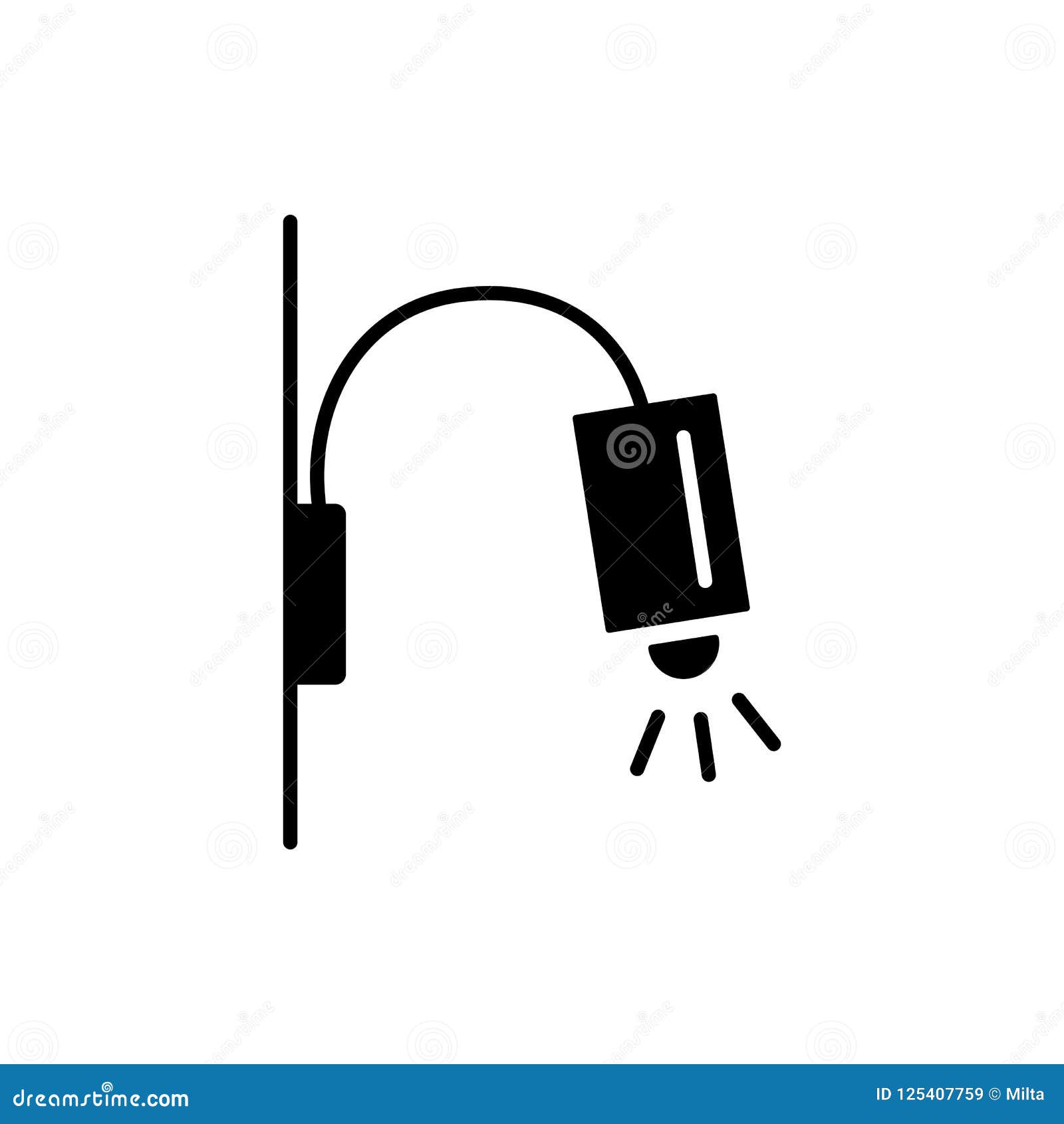 Vector Illustration of Modern Wall Lamp. Flat Icon of Rectangular ...