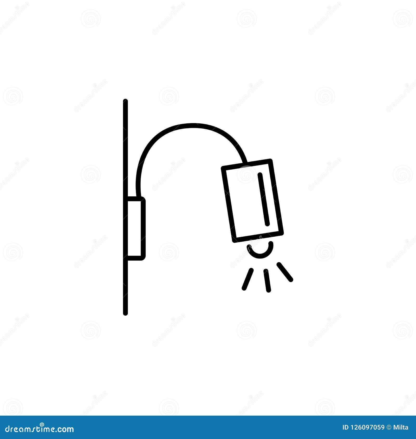 Vector Illustration of Modern Wall Lamp. Line Icon of Rectangular ...