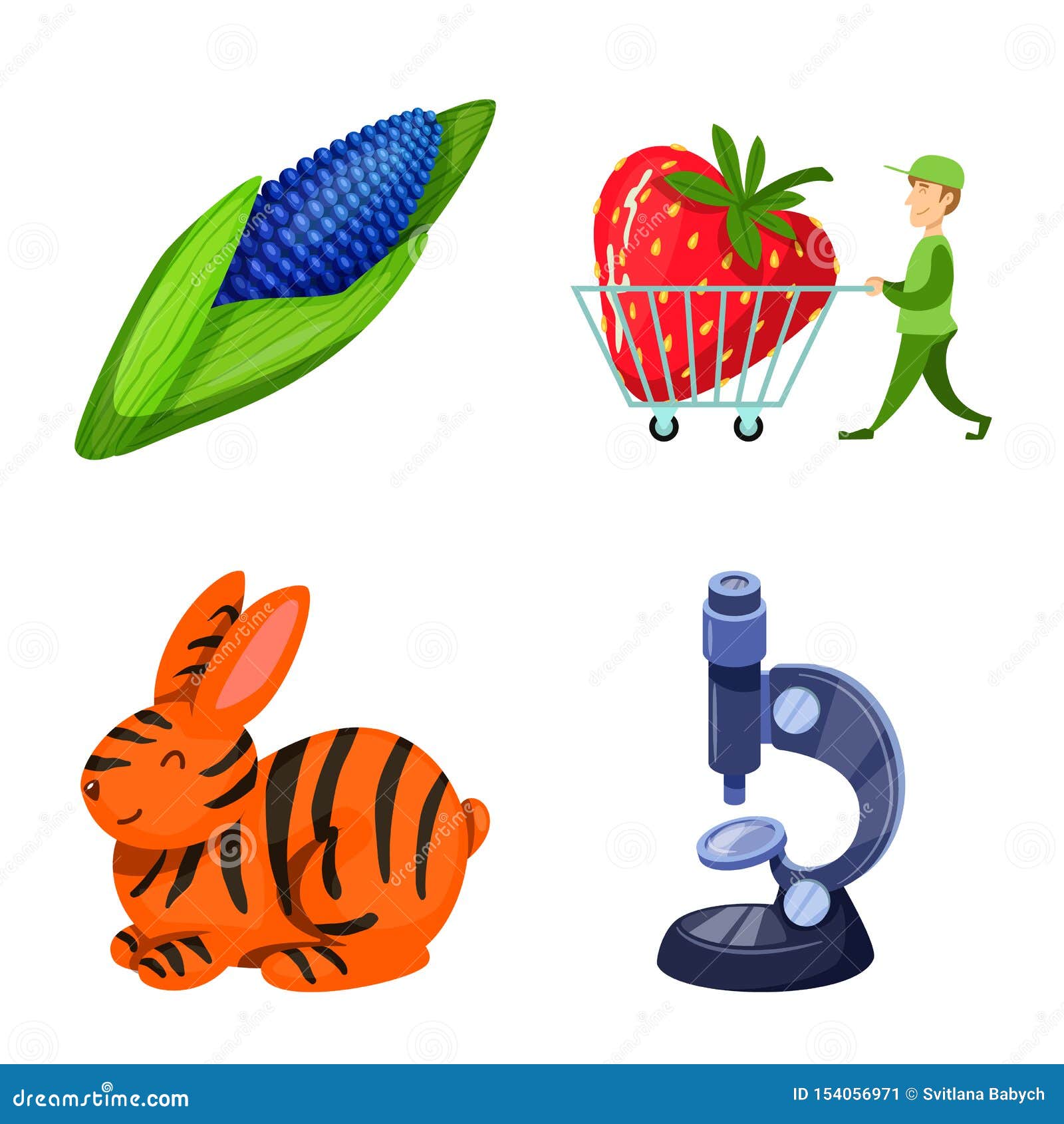 Vector Illustration of Modified and Genetically Sign. Set of Modified ...