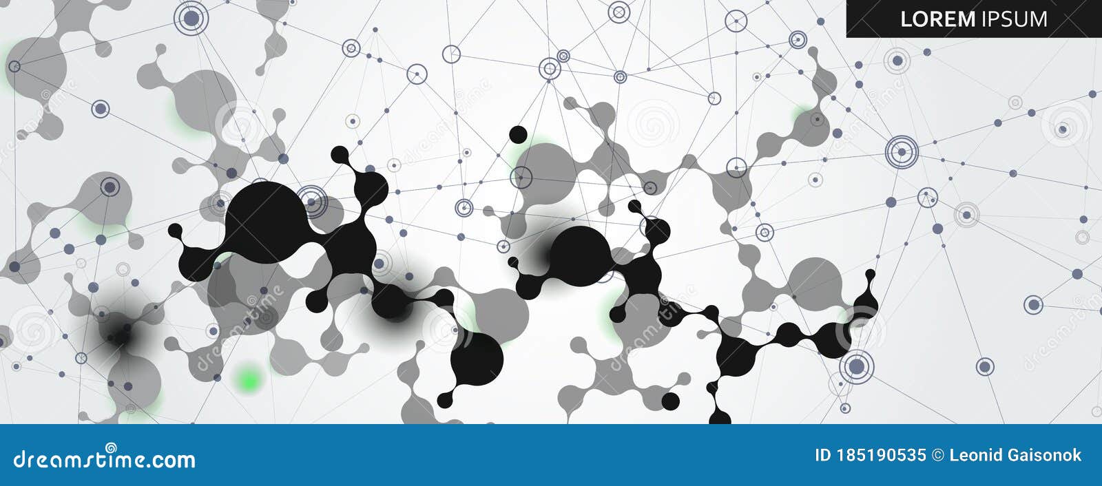 Vector Illustration With Molecules Connection Pattern On Simple Banner ...