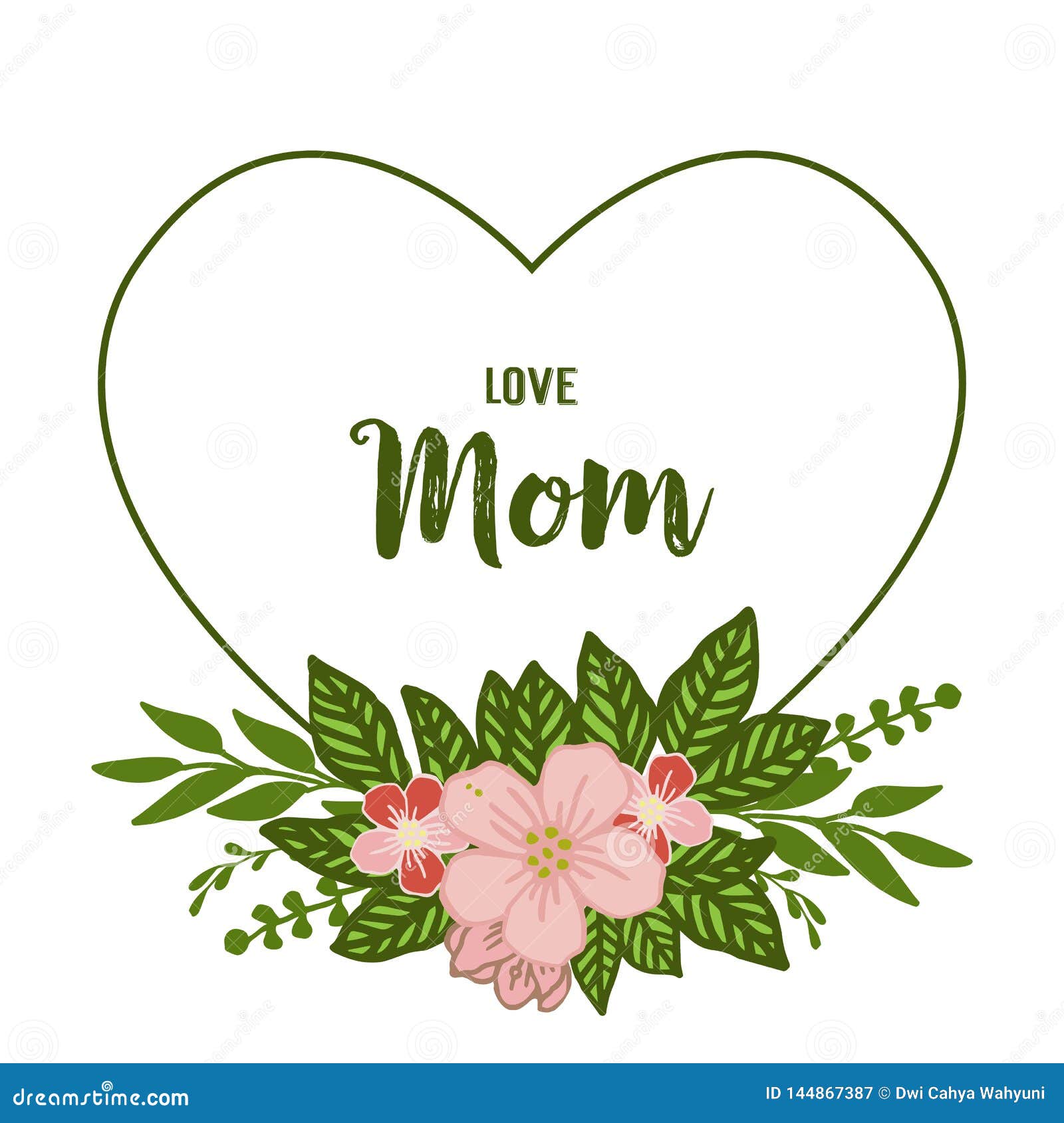 Vector Illustration Mom Template with Design Pink Flower Frame Stock ...