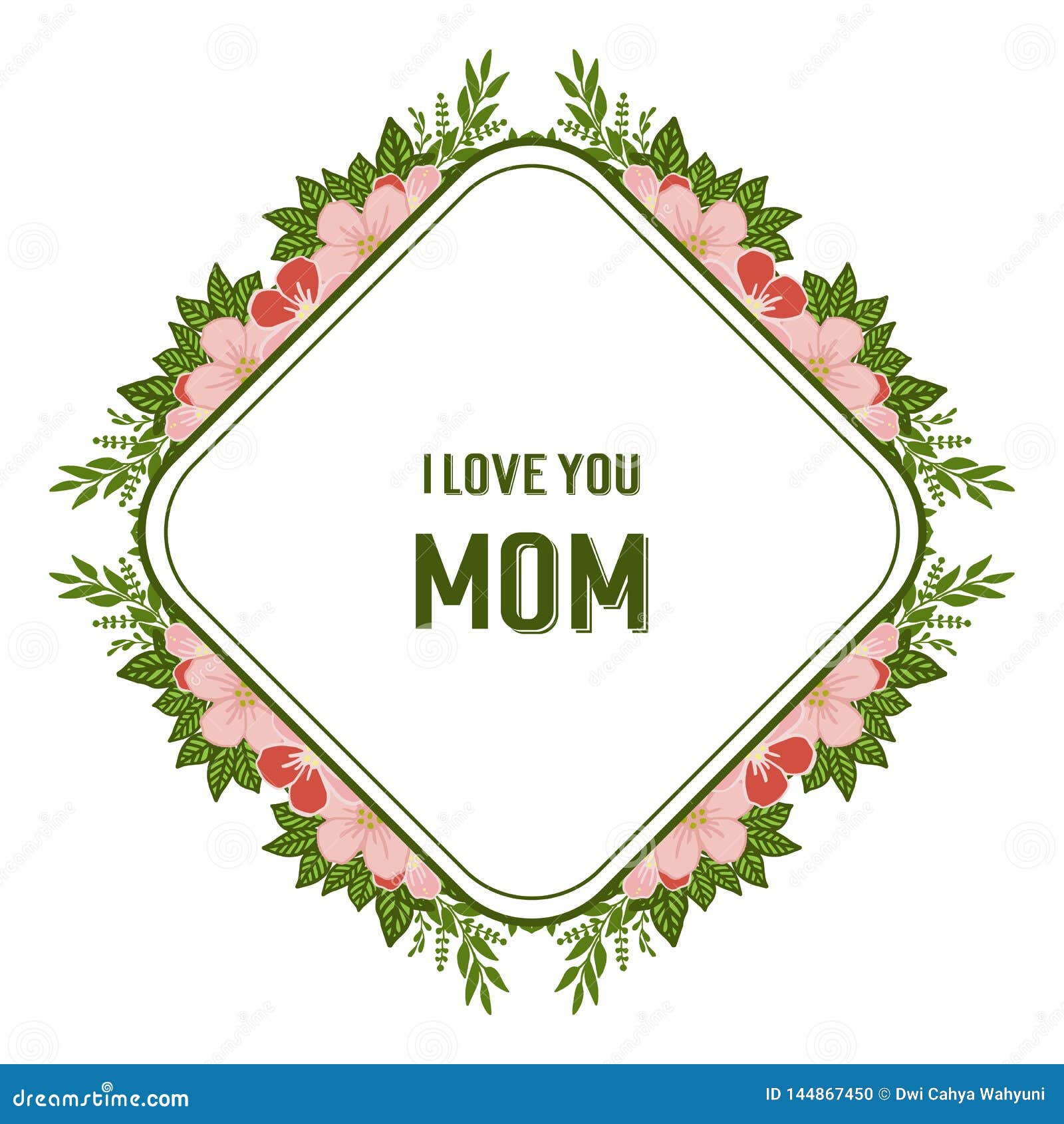 Vector Illustration Mom Template with Design Pink Flower Frame Stock ...