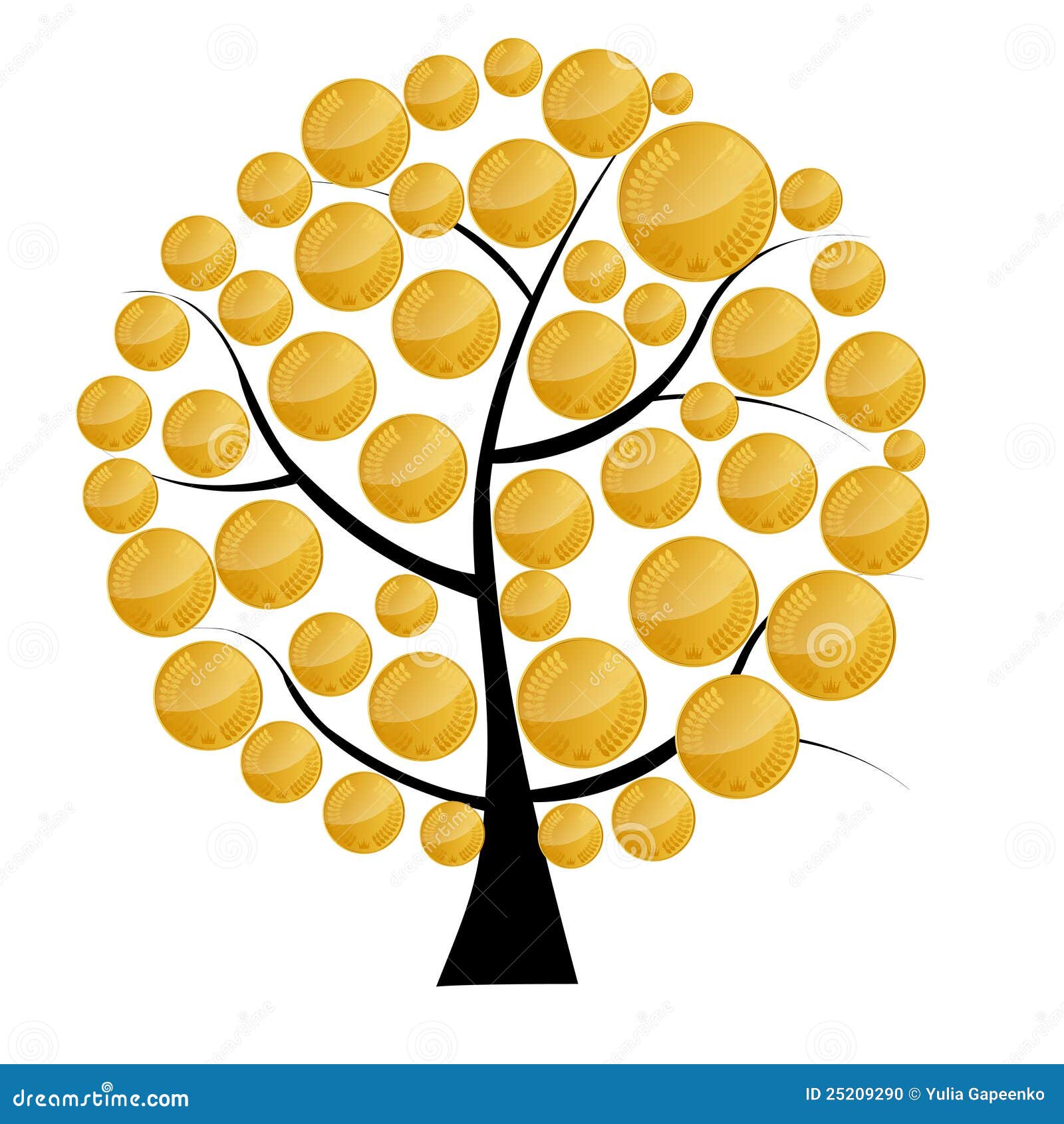Vector Illustration of a Money Tree with Coins . Stock Illustration ...