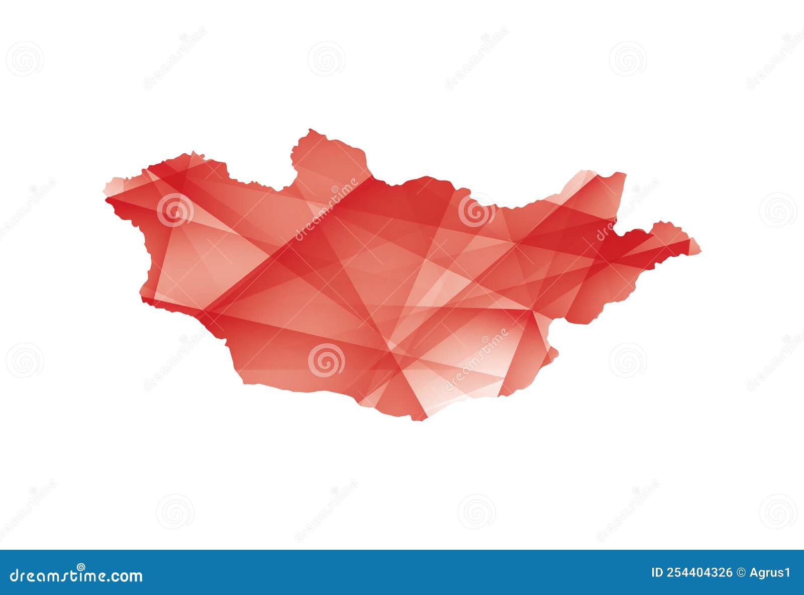 Vector Illustration of Mongolia Map with Red Colored Geometric Shapes ...