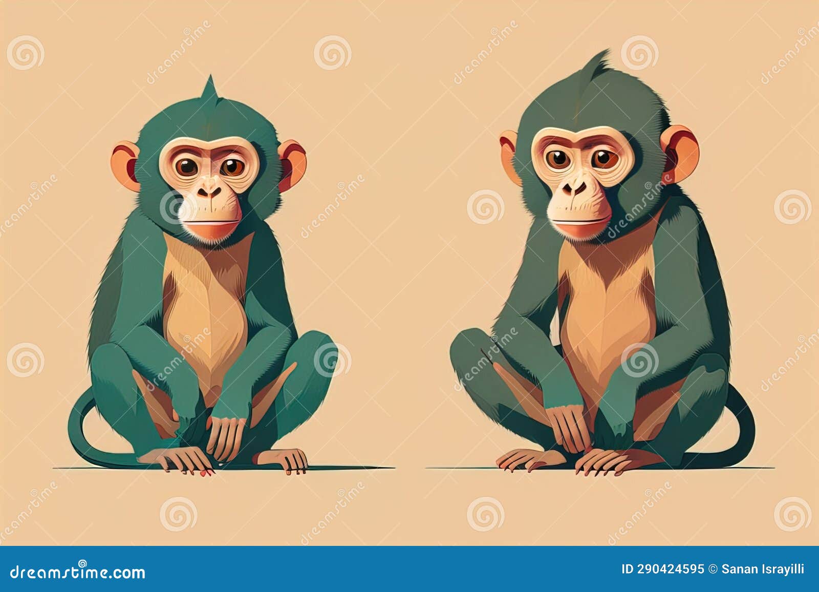 Vector Illustration of a Monkey. Cartoon Style Stock Illustration ...