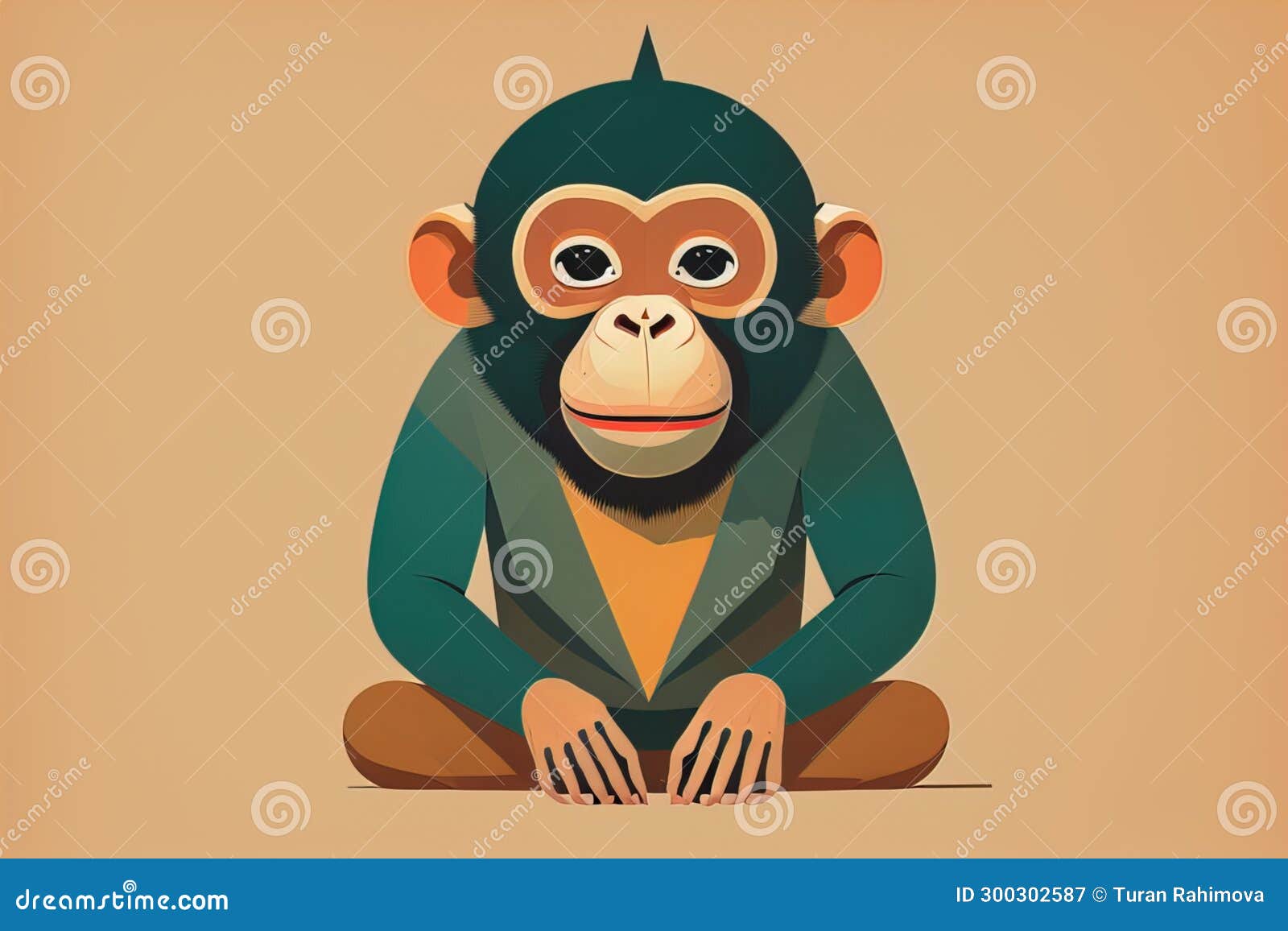 Vector Illustration of a Monkey. Cartoon Style Stock Image - Image of ...