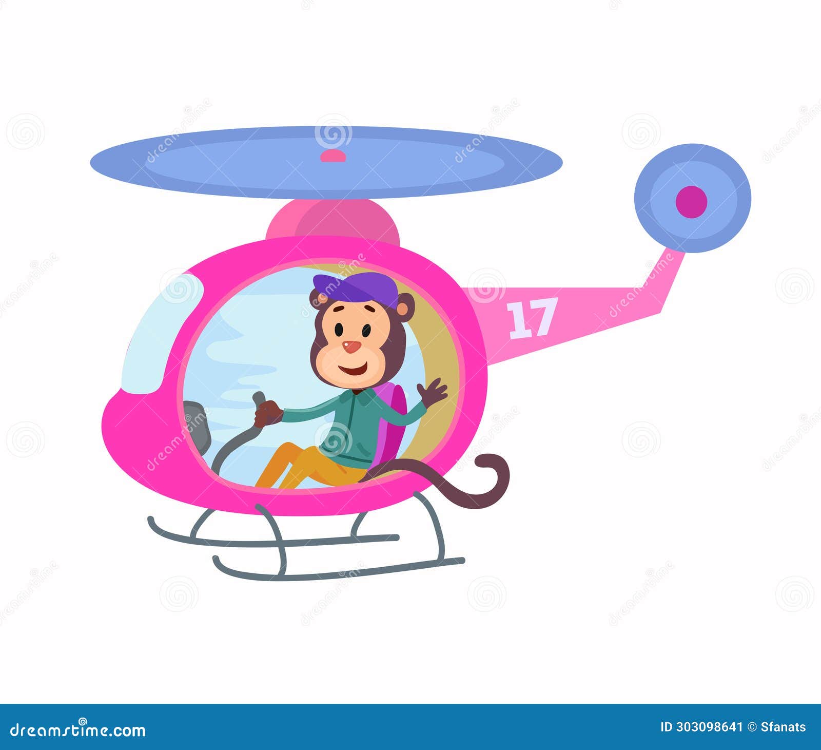 Vector Illustration with Monkey on Helicopter Stock Vector ...