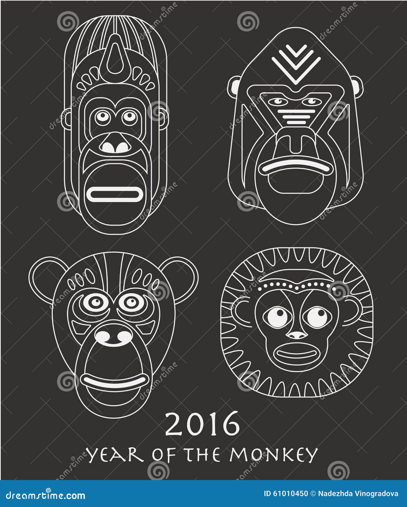 Vector Illustration of Monkeys, Symbol of 2016 Stock Vector ...