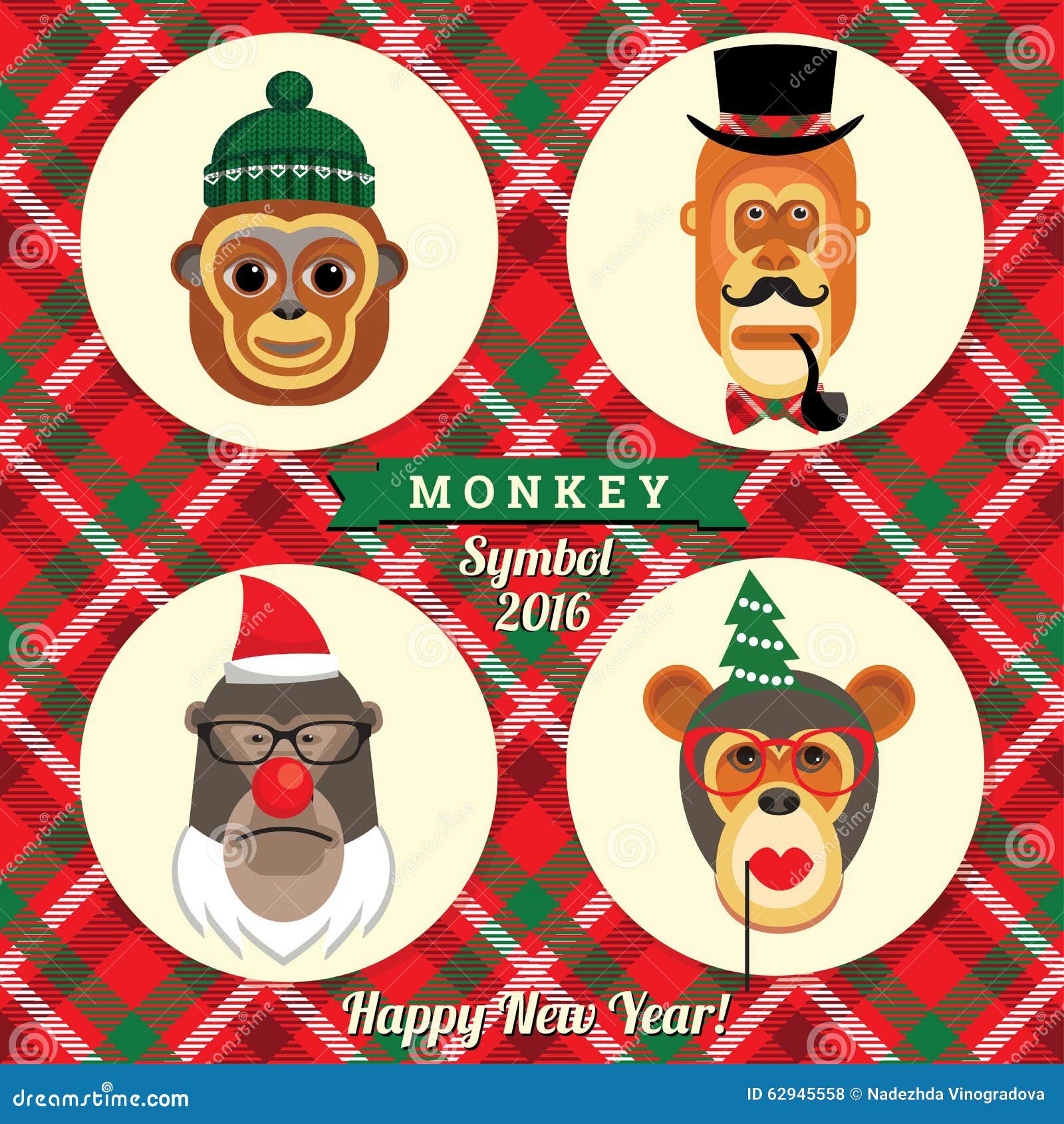 Vector Illustration of Monkeys, Symbol of 2016. Stock Vector ...