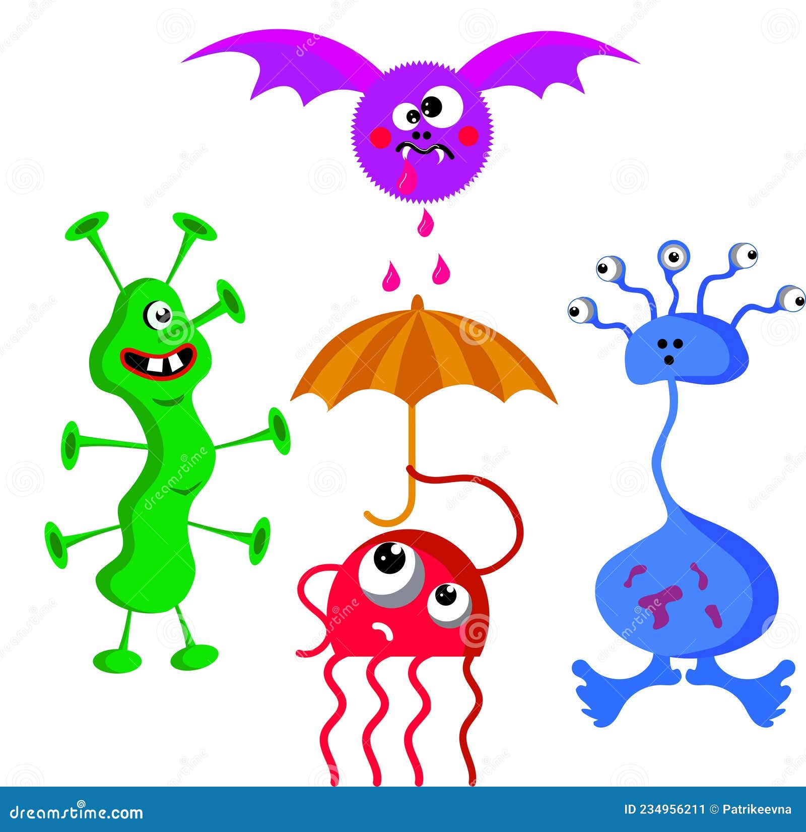 Vector Illustration of the Monsterous Creatures Isolated on the White ...