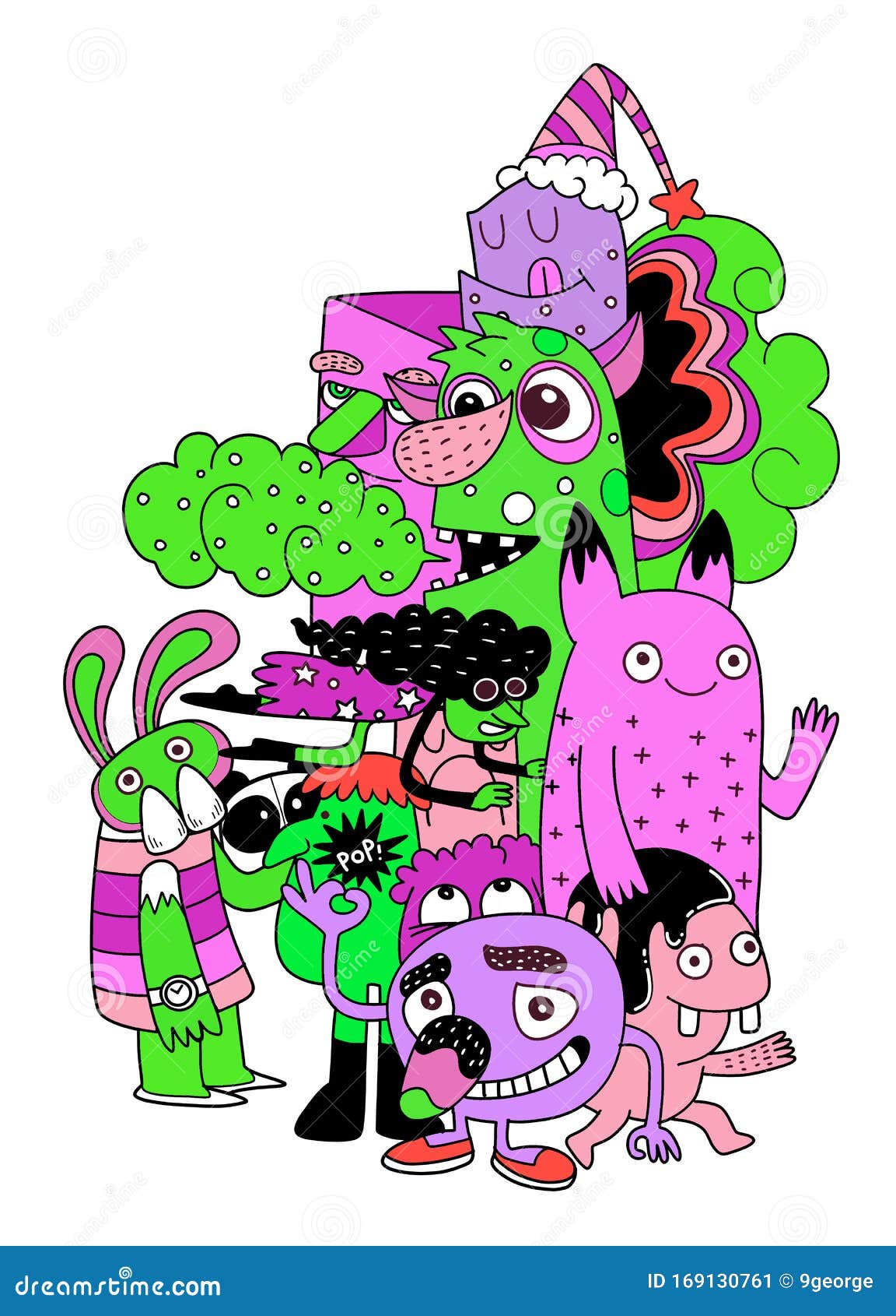Vector Illustration of Monsters and Cute Alien Friendly, Cool, Cute ...