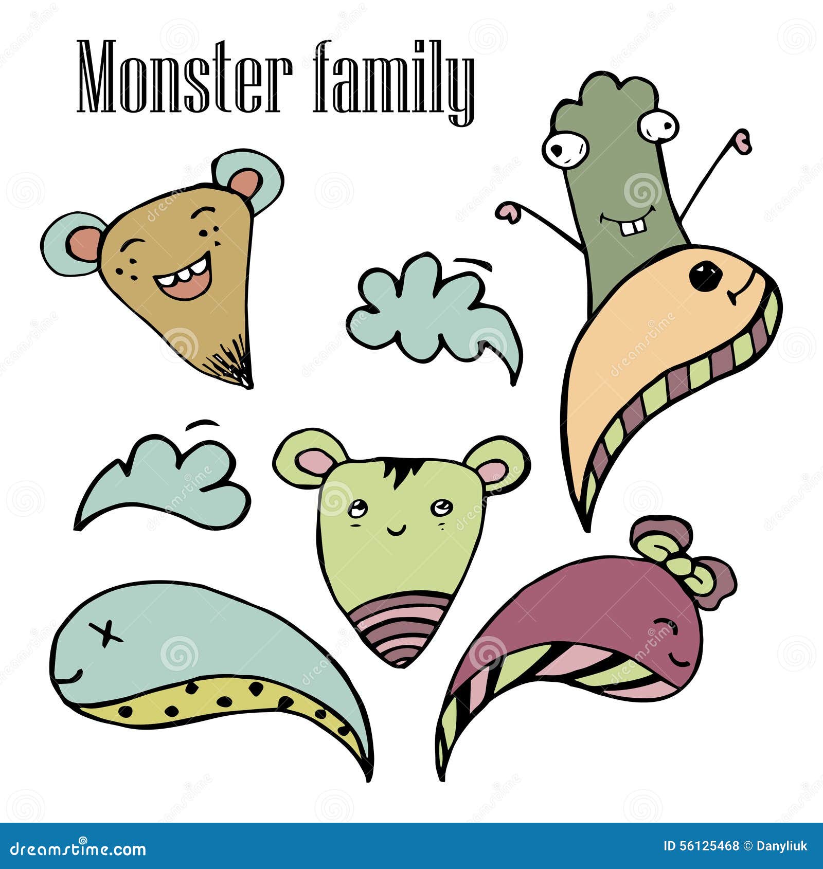 Vector Illustration of Monsters and Cute Alien Stock Vector ...