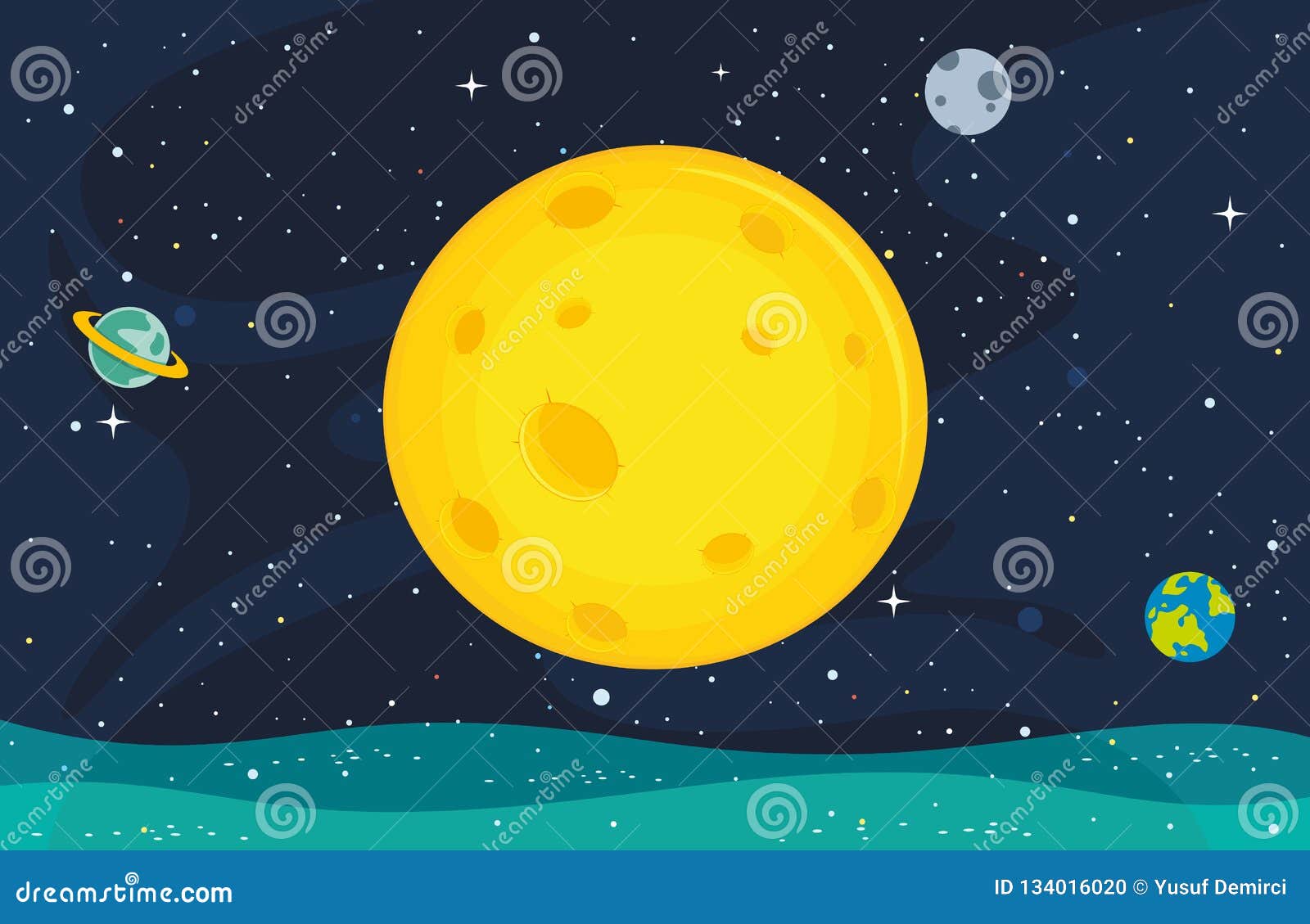 Vector Illustration of Moon Background Stock Vector - Illustration of ...