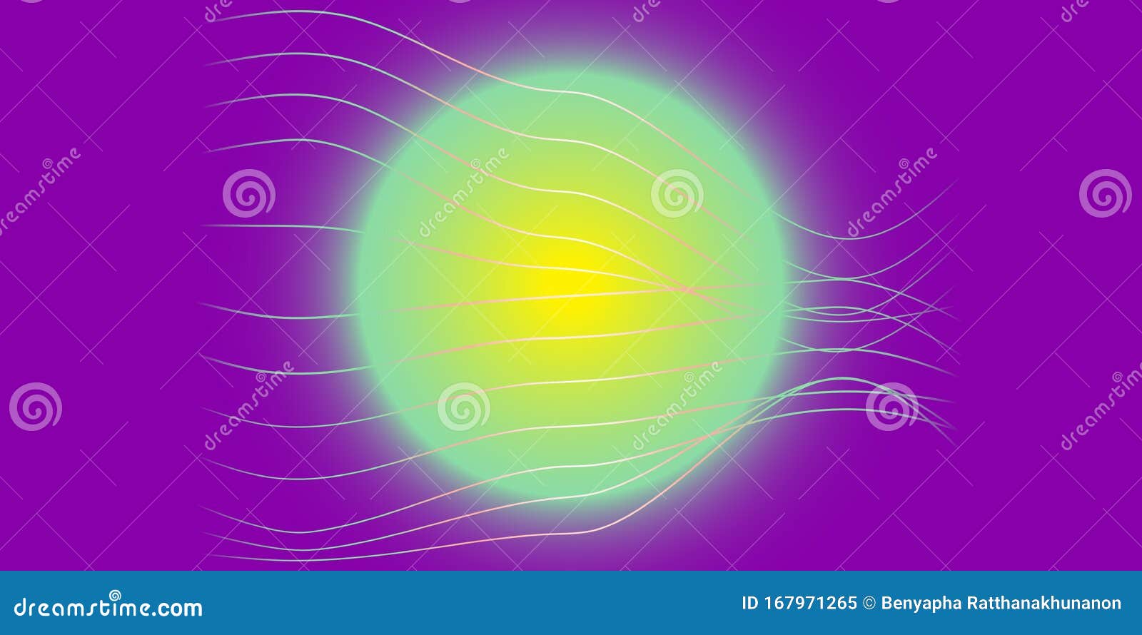 Vector Illustration the Moon Emitted a Yellow-green Gradient Halo ...