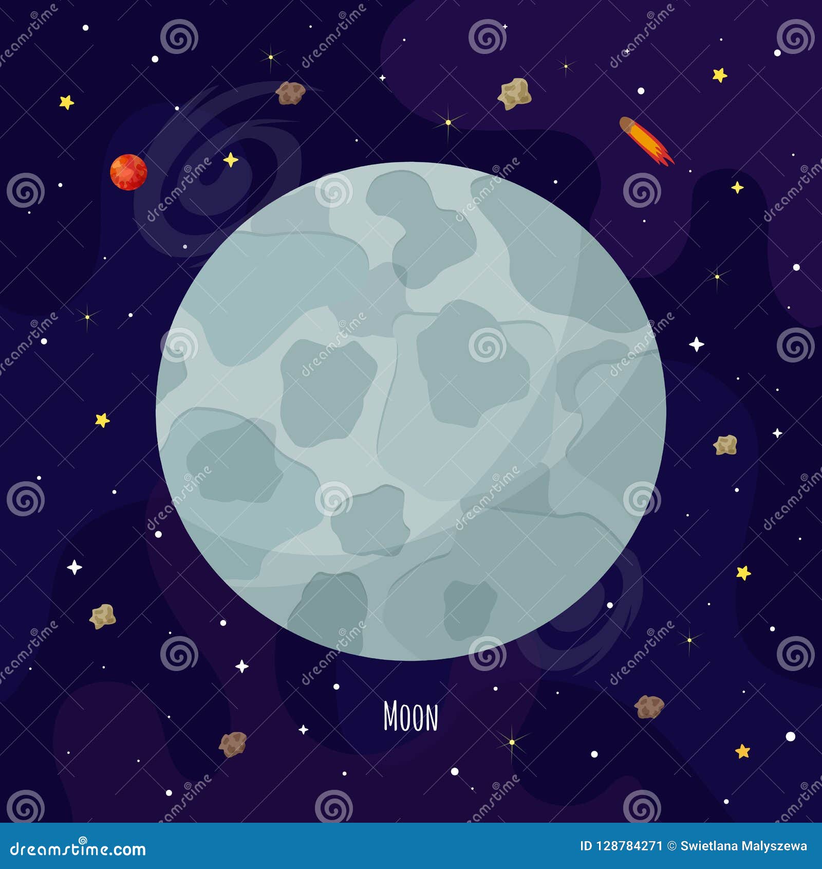 Vector Illustration of Moon. Kids Illustration. Stock Illustration ...