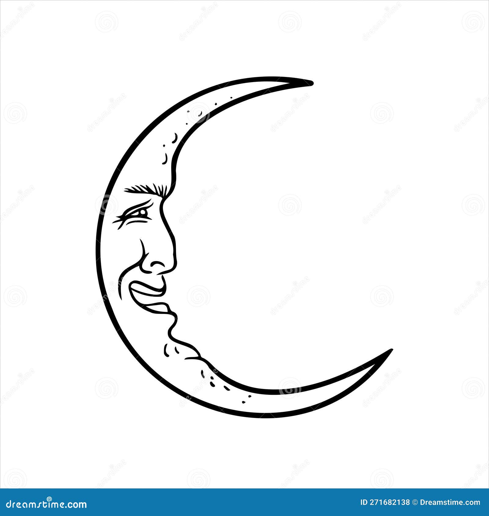 Vector Illustration of Moon and Sun with Faces Stock Vector ...