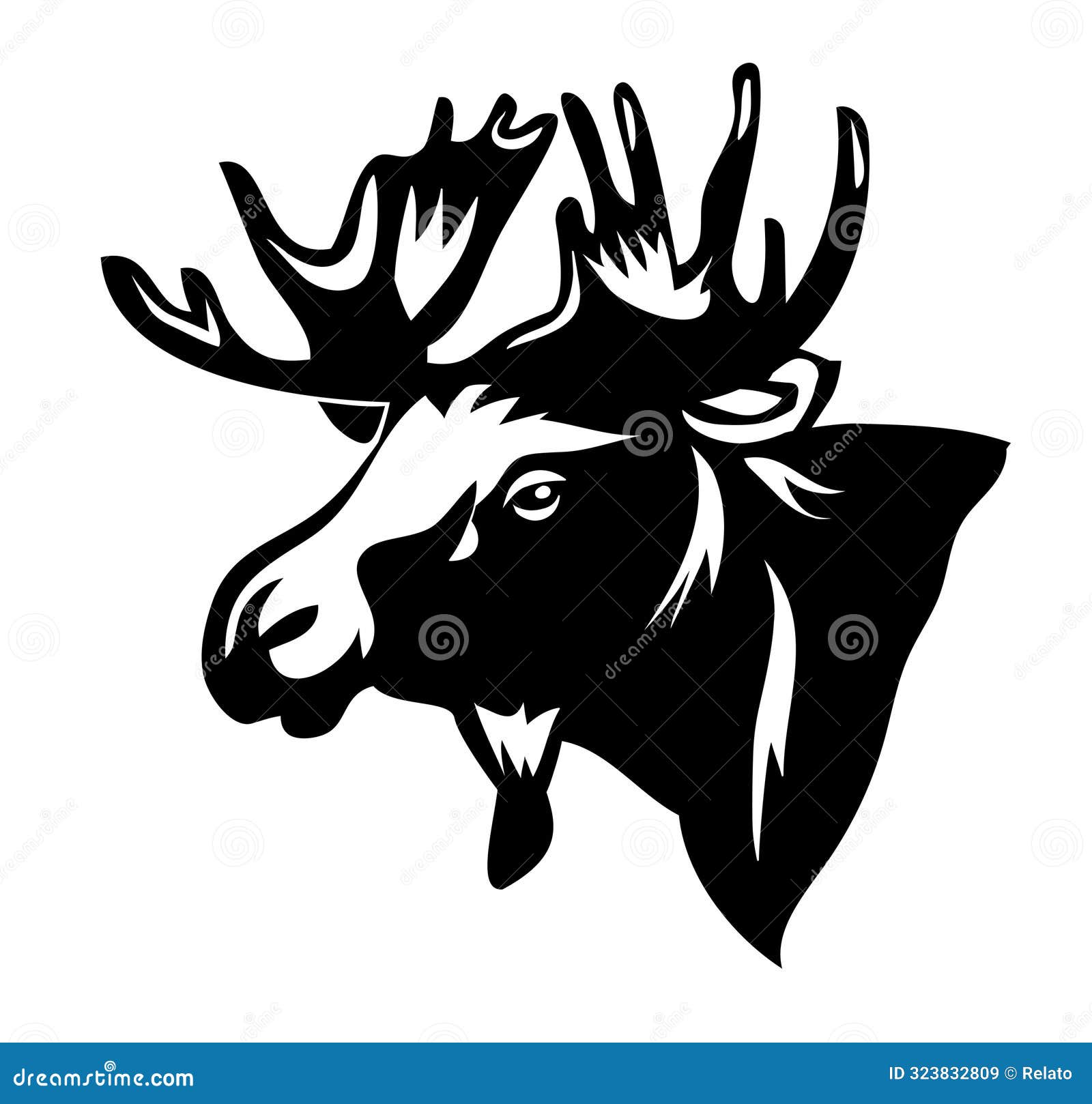 Vector Moose Head stock illustration. Illustration of drawn - 323832809