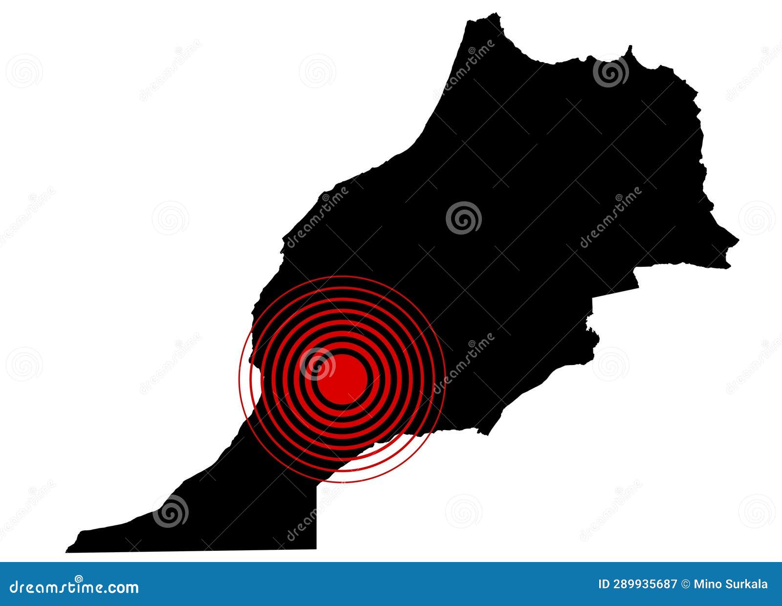 Vector Illustration of Morocco Map with Epicentre of the Earthquake in ...