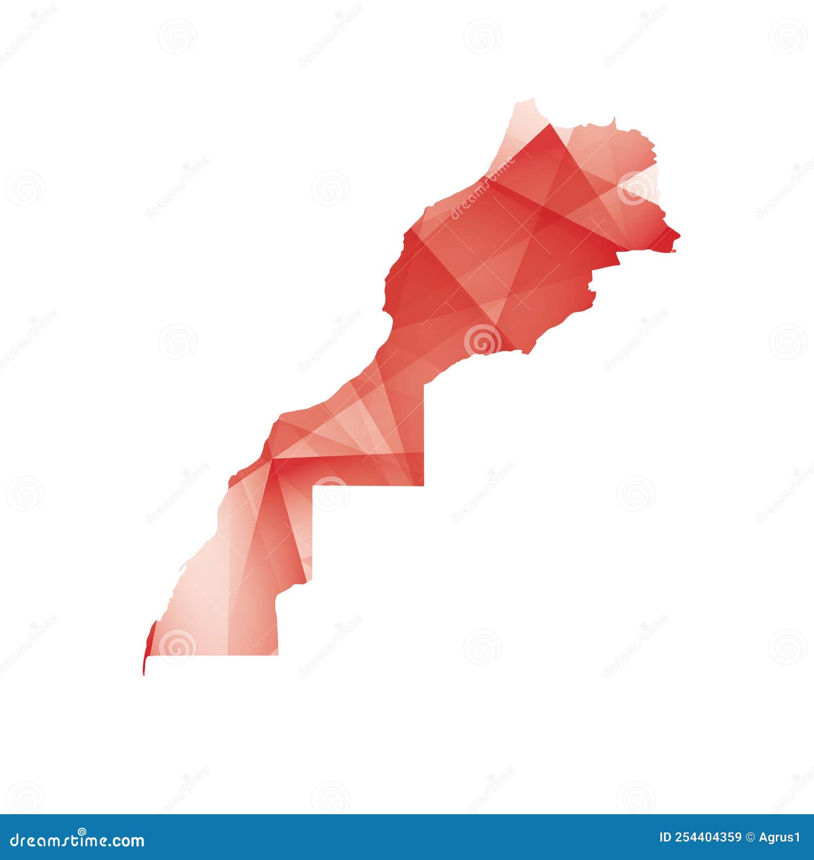 Vector Illustration of Morocco Map with Red Colored Geometric Shapes ...