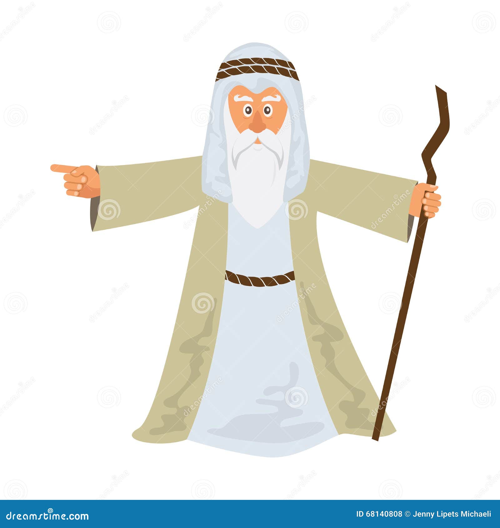 Moses From Passover Story And Egypt Pyramid Landscape. Vector ...