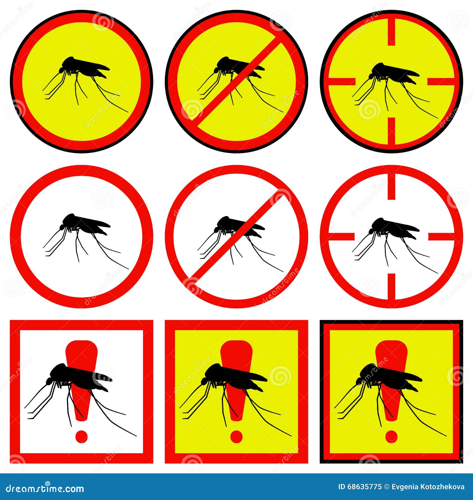 Vector Illustration Mosquito Icons Stock Vector - Illustration of ...