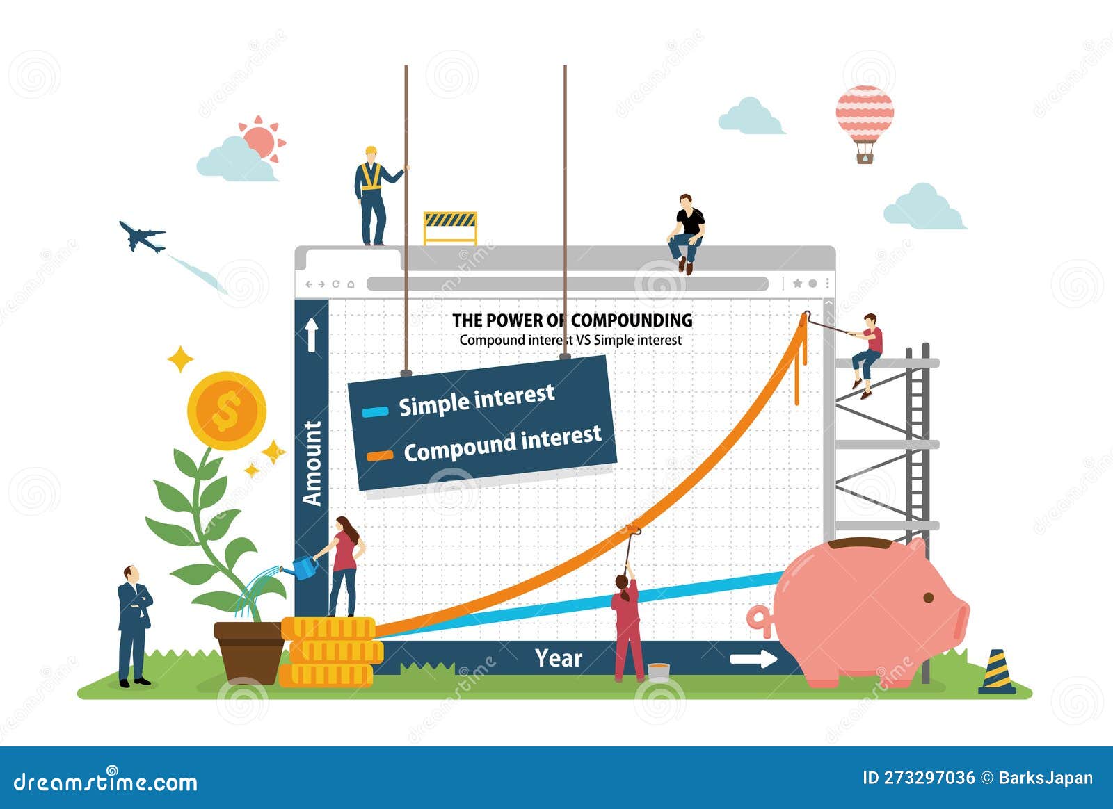 Vector Illustration with the Motif of the Effect of Compound Interest ...