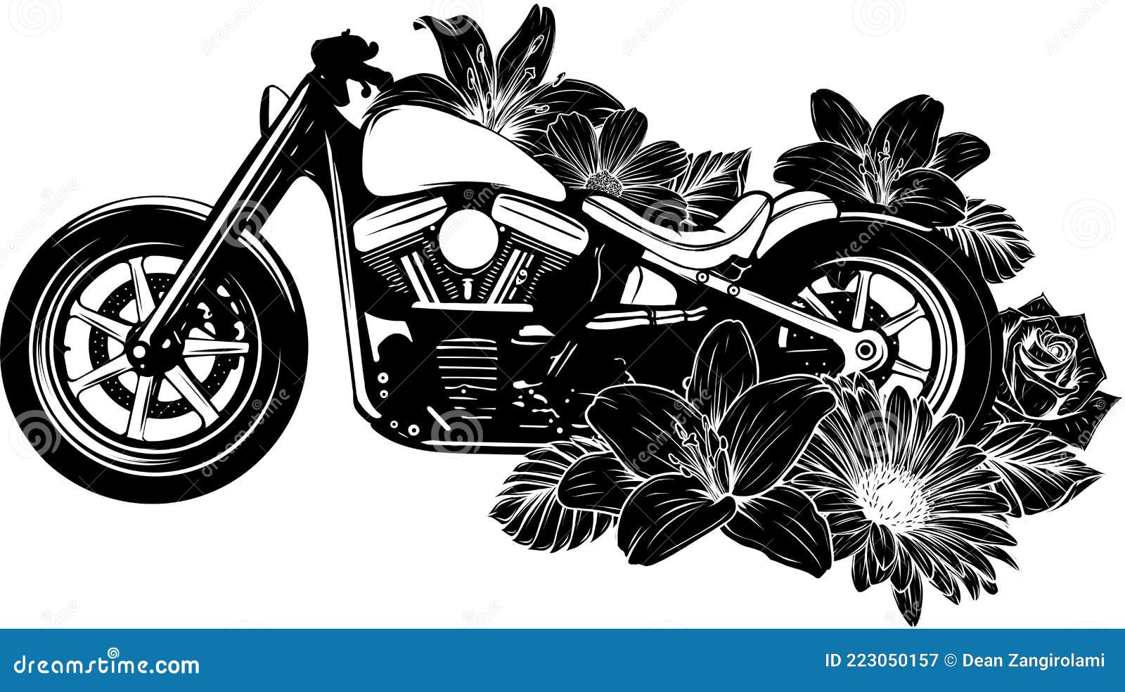 Vector Illustration of Motorcycle Bike with Flower Stock Vector ...