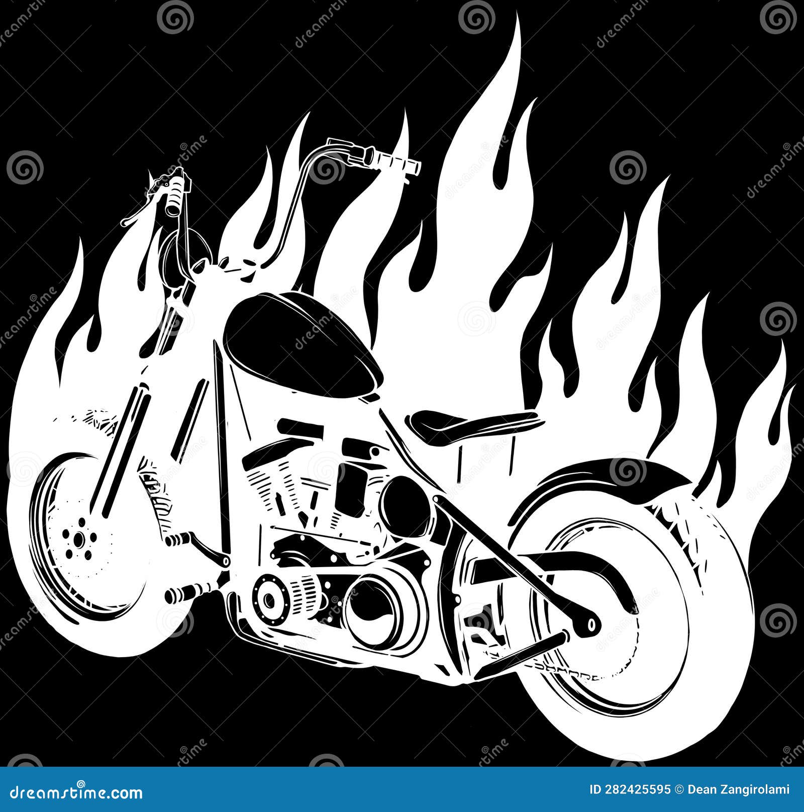 Motorcycle in White Line on Black Background Stock Vector ...