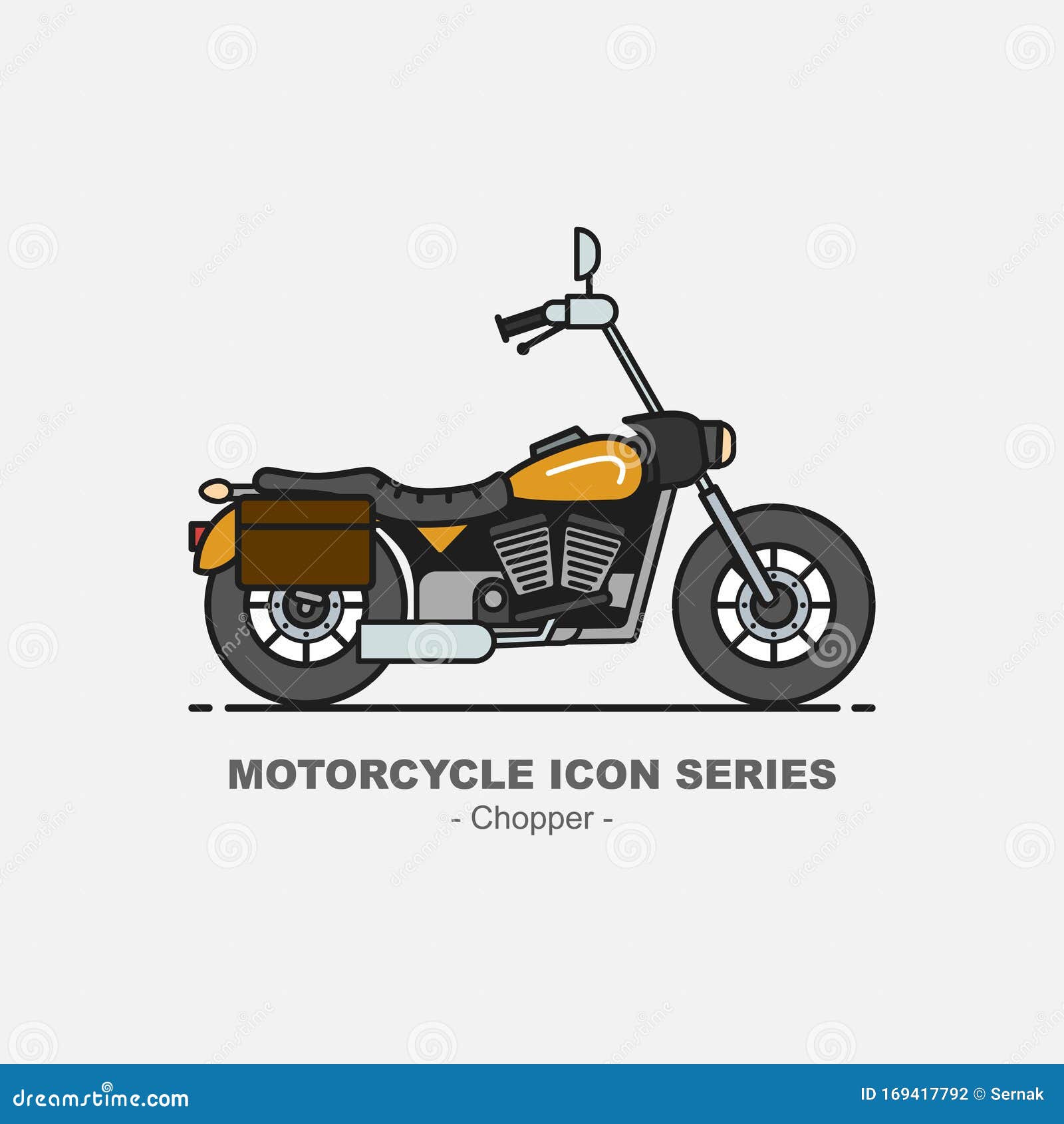 Vector Motorcycle Icon Series Chopper Style Stock Vector - Illustration ...