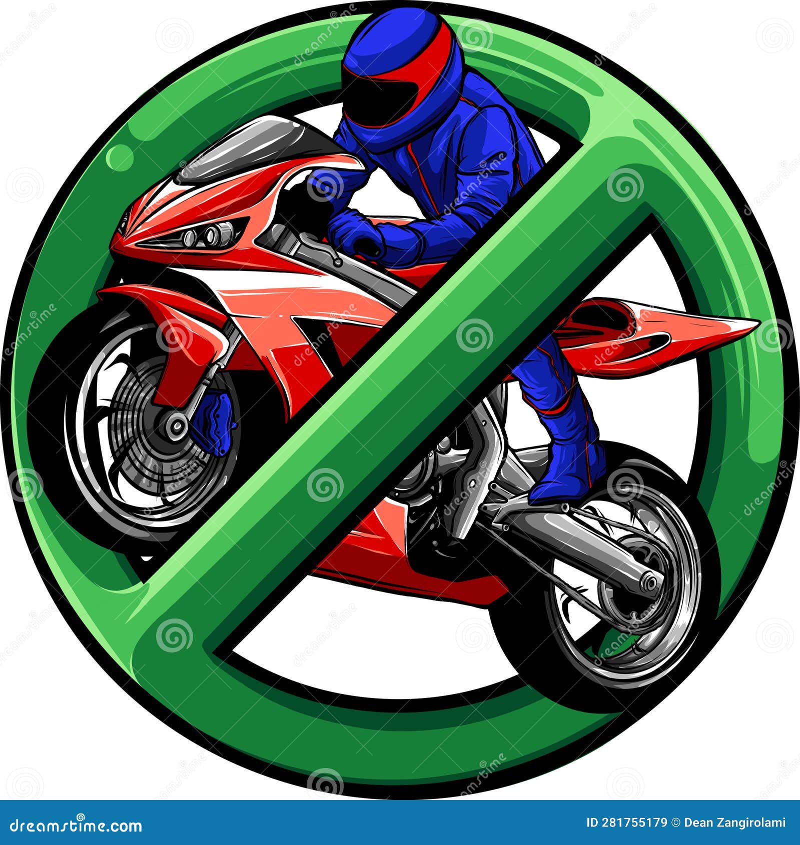 Vector Illustration of Motorcycle Prohibition Sign Design Stock Vector ...