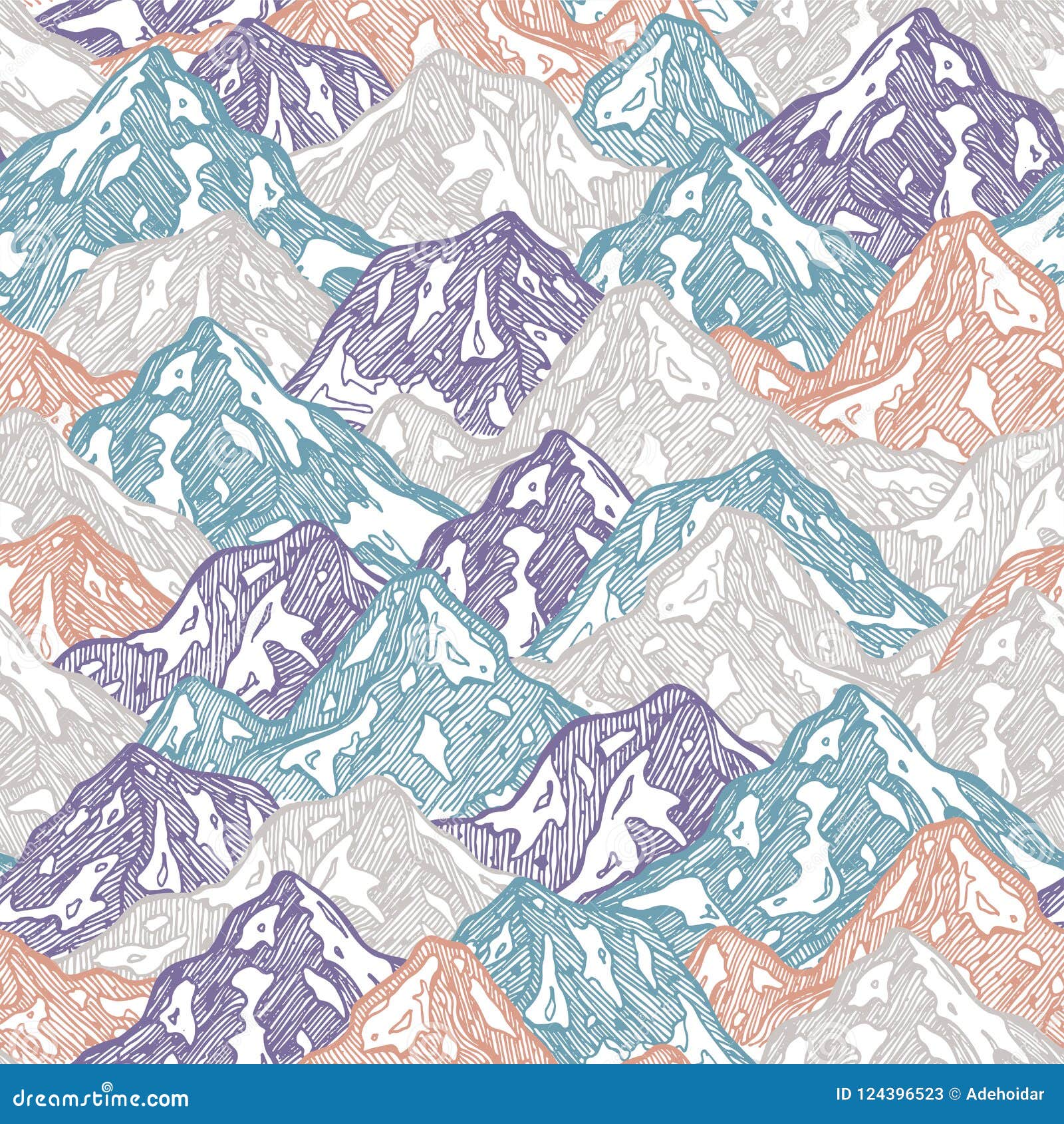 Mountains Seamless Pattern. Fun Mountains Kid Illustration. Vector Illustration Stock Vector ...