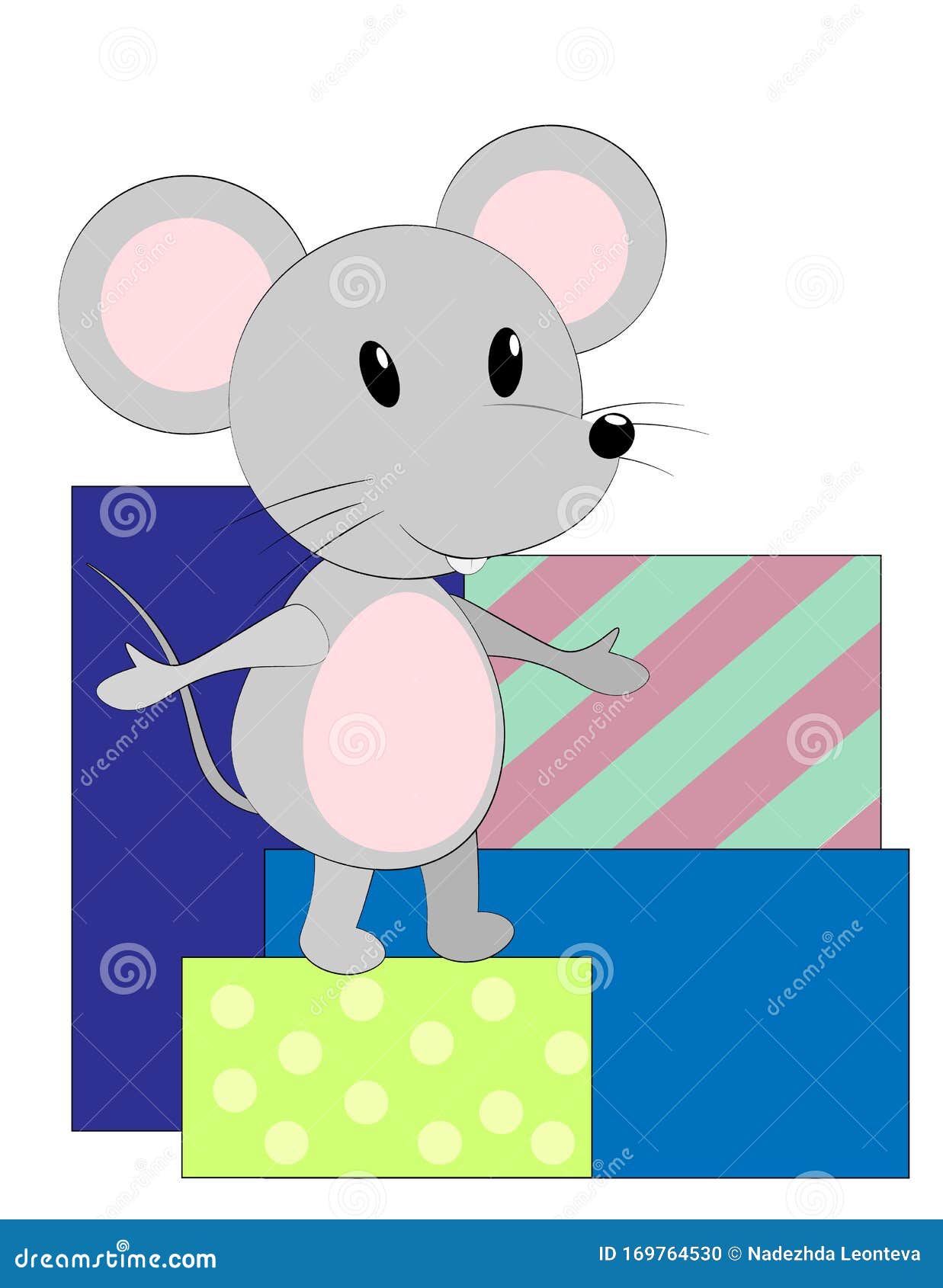 Vector Illustration with Mouse and Gifts Stock Illustration ...