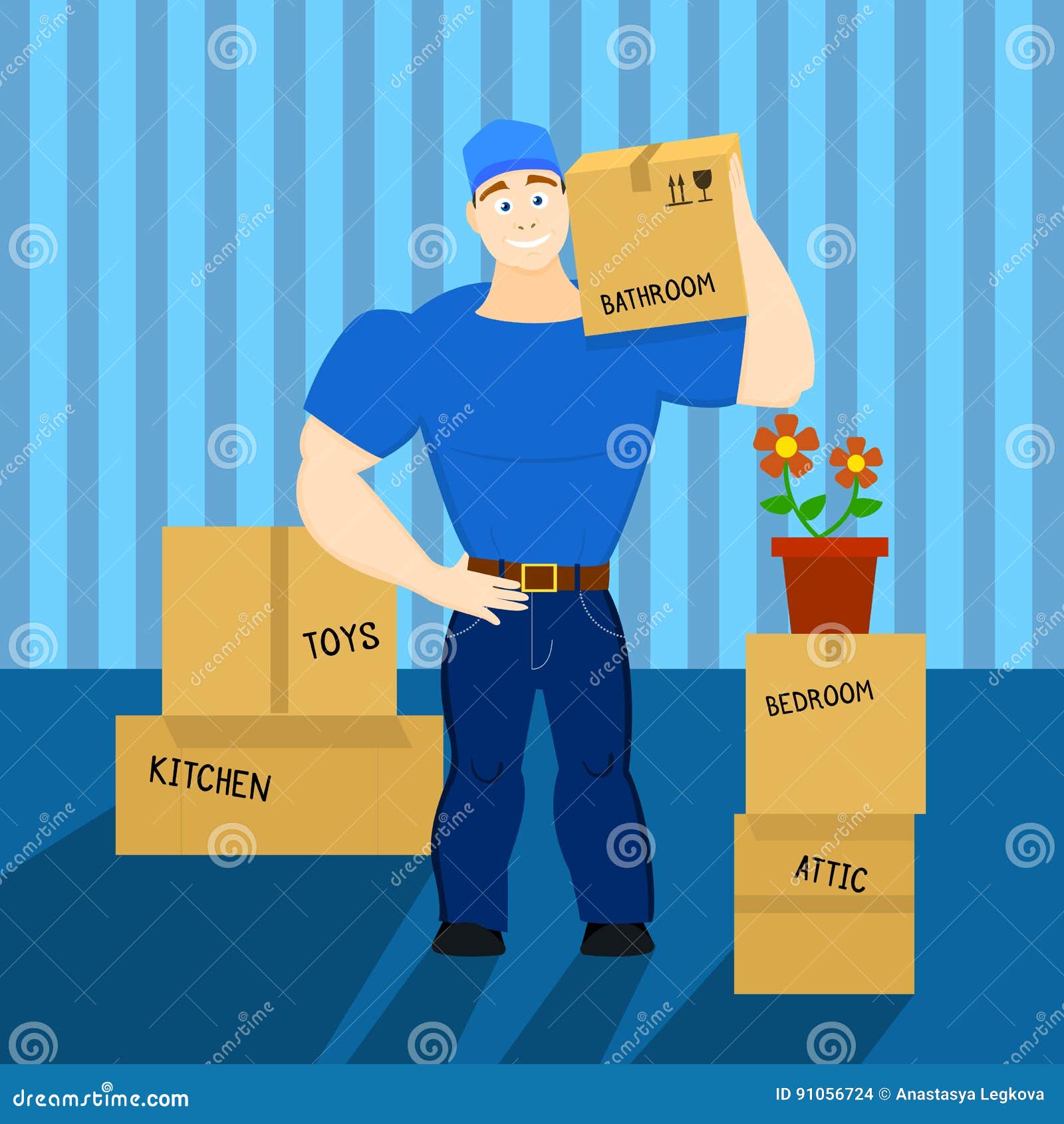 Strong Moving Service Guy Loader. A Funny Loader Showing A Blank Piece ...