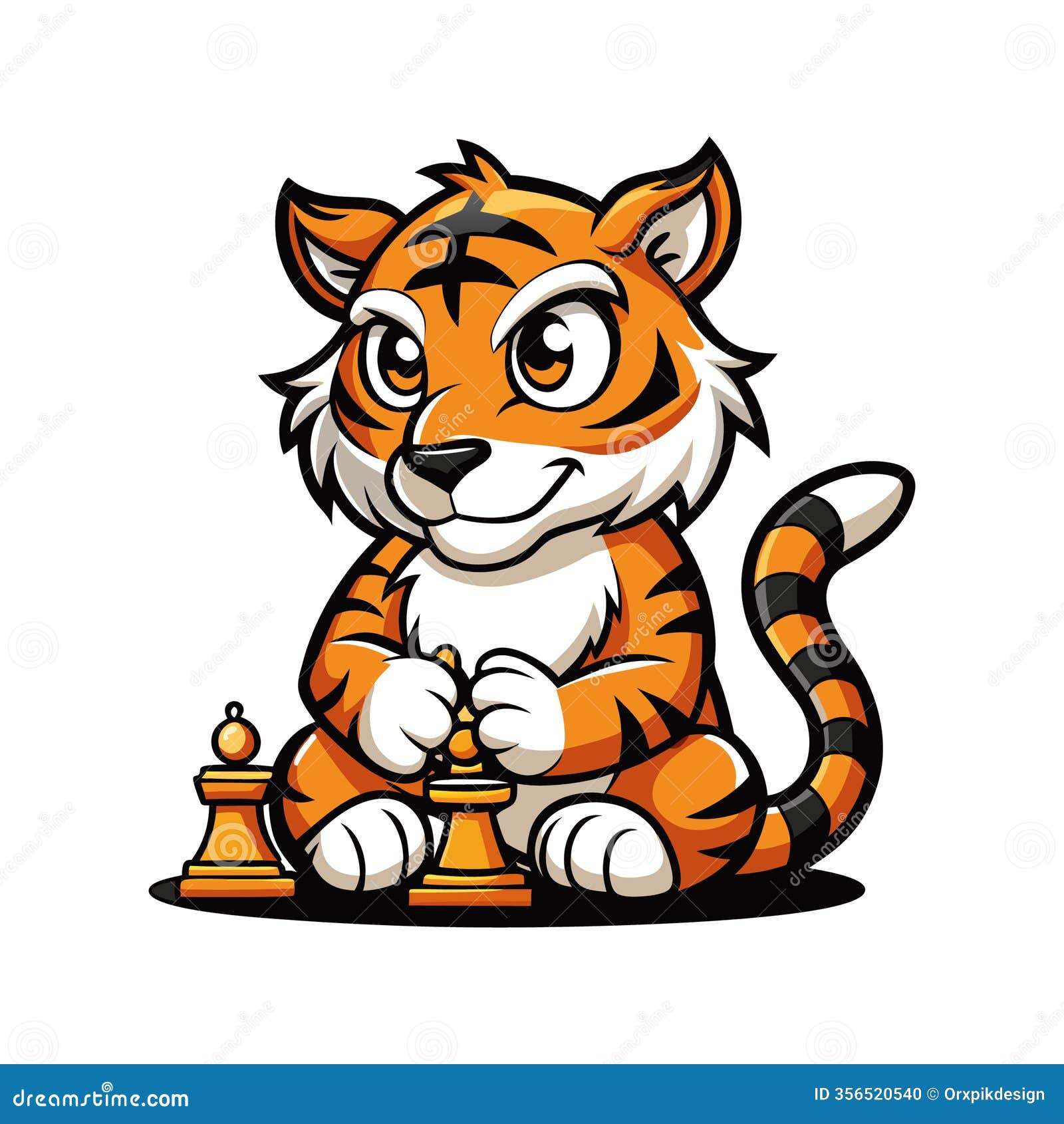 Muddled Chess Game With Tiger Cub Cartoon Vector | CartoonDealer.com ...