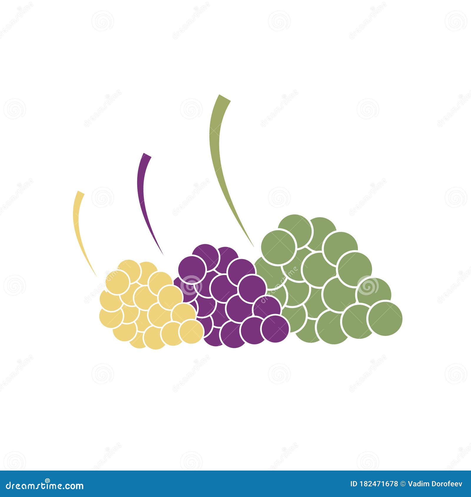 Vector Illustration of Multi-colored Clusters of Grapes on a White ...