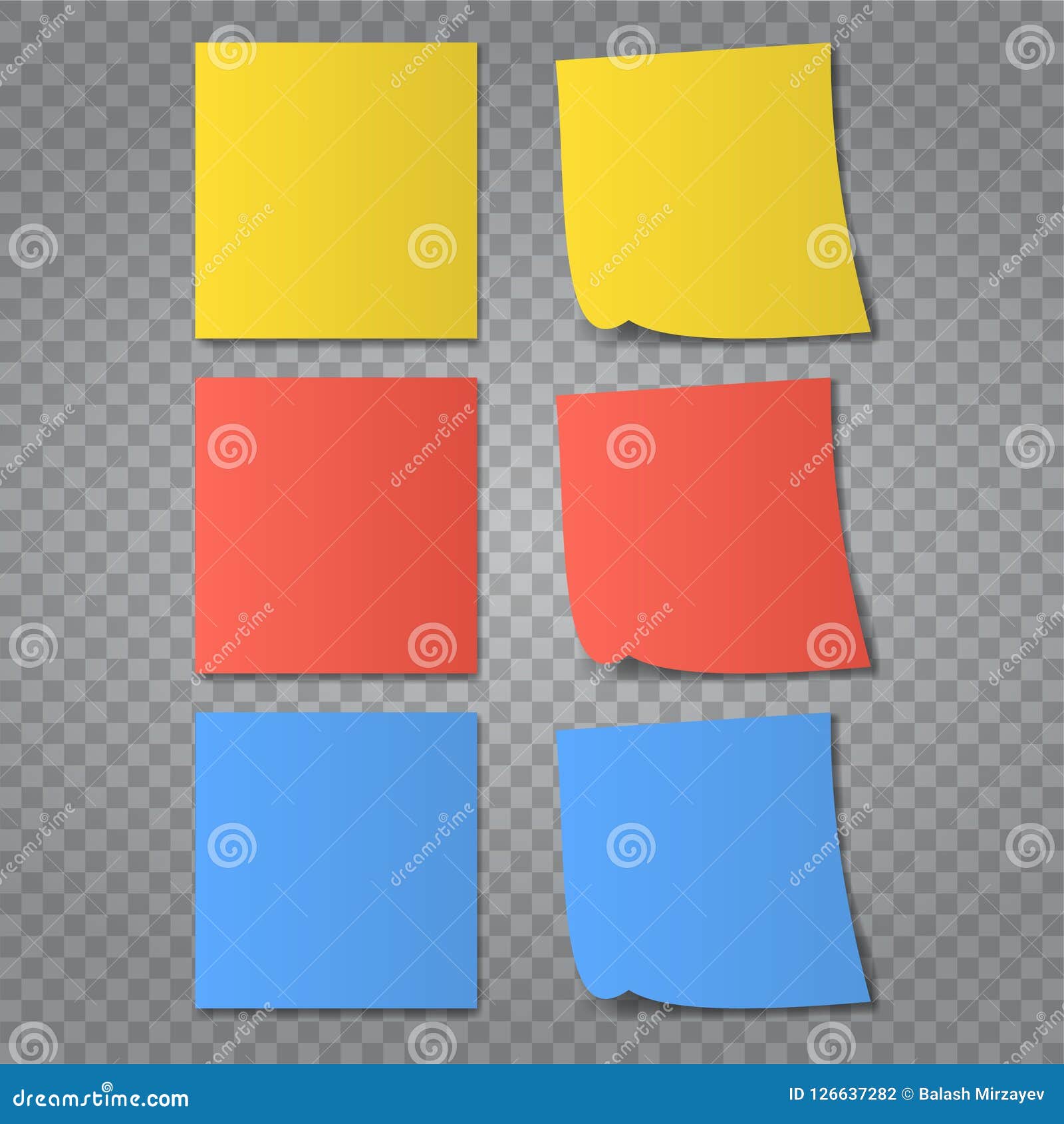 Vector Illustration of Multicolor Post it Notes Isolated on Transparent ...