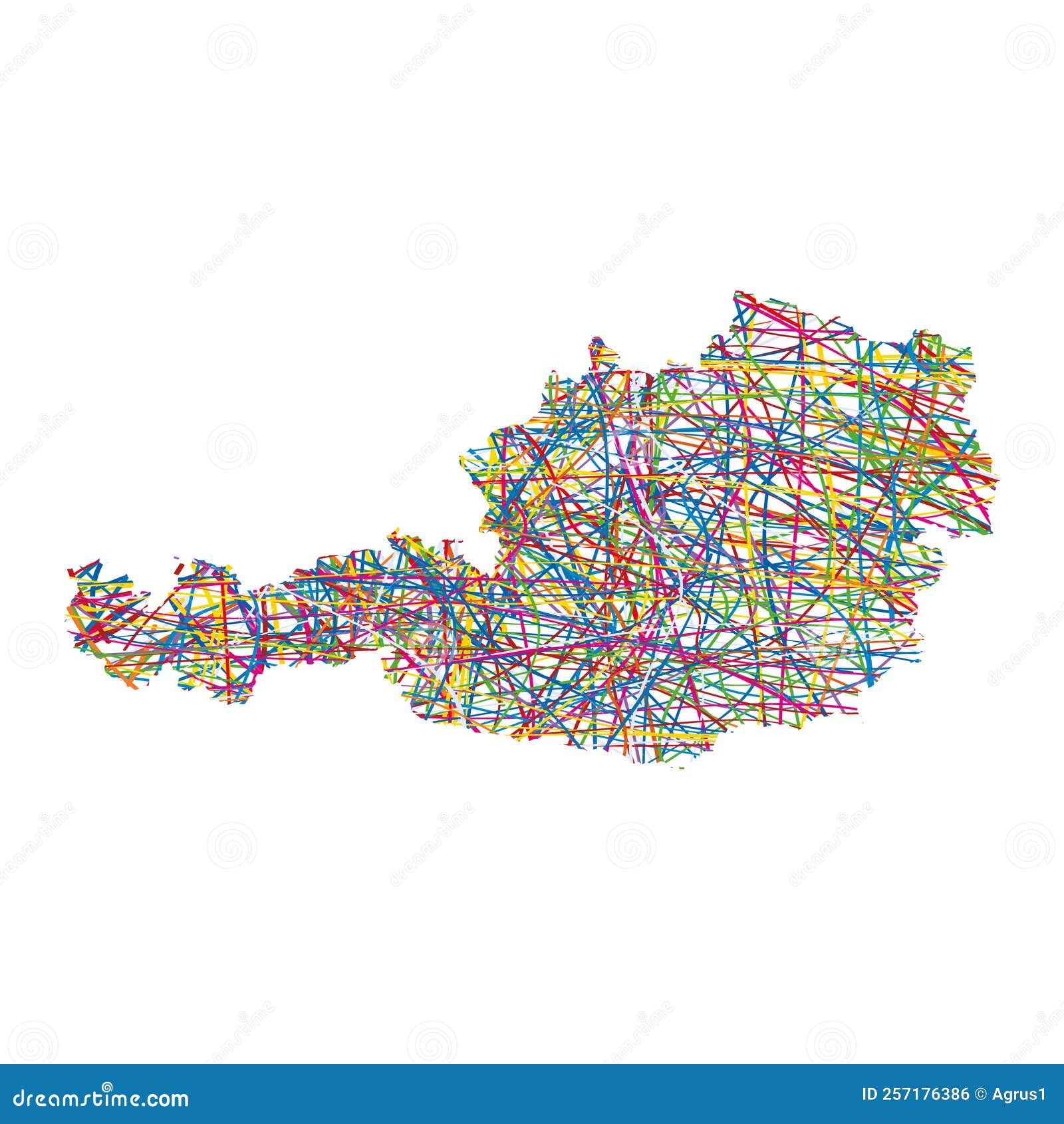 Vector Illustration of Multicolored Abstract Striped Map of Austria ...